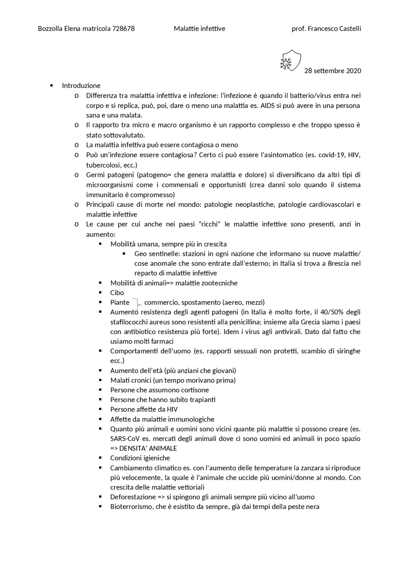 Appunti Di Malattie Infettive Unibs Docsity