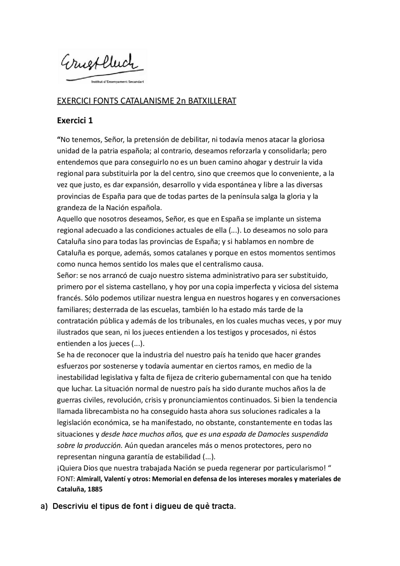 Fonts Catalanisme 2n Batx Docsity