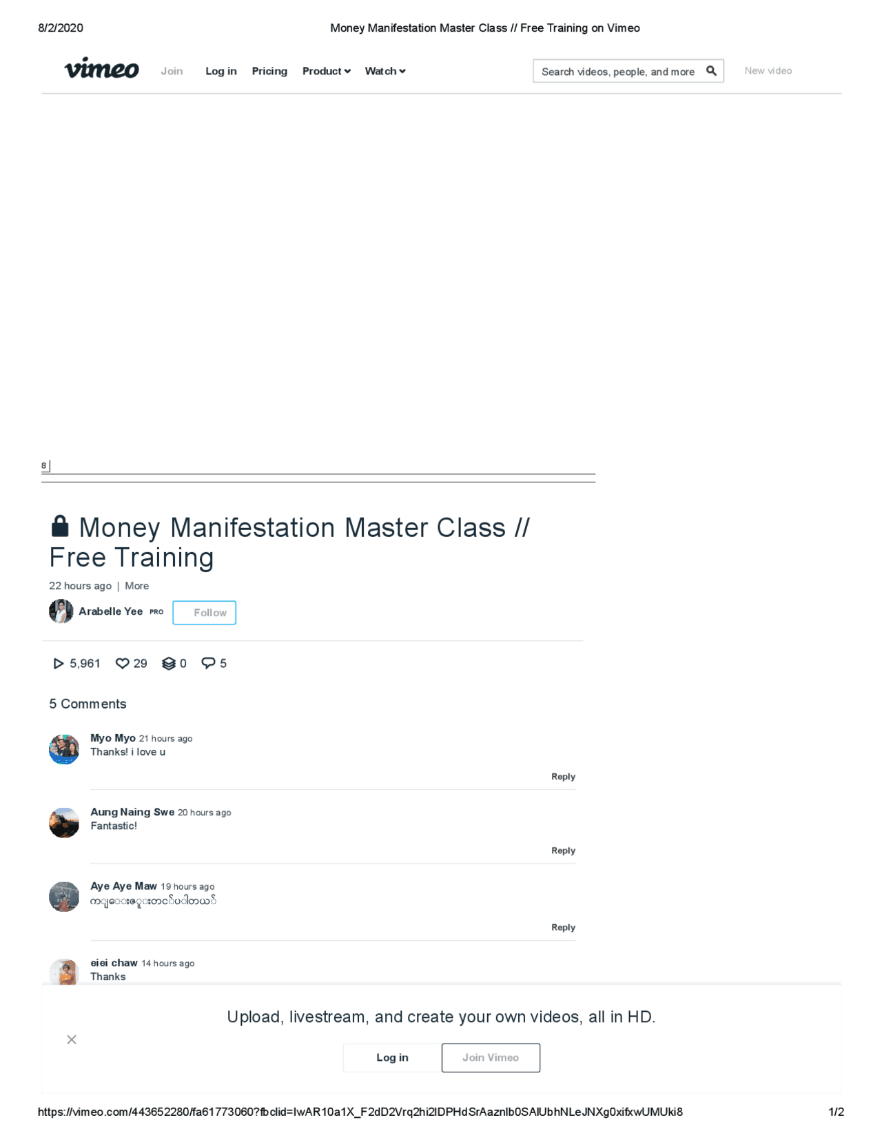 Money Manifestation Master Class: Free Training on Vimeo | High school ...