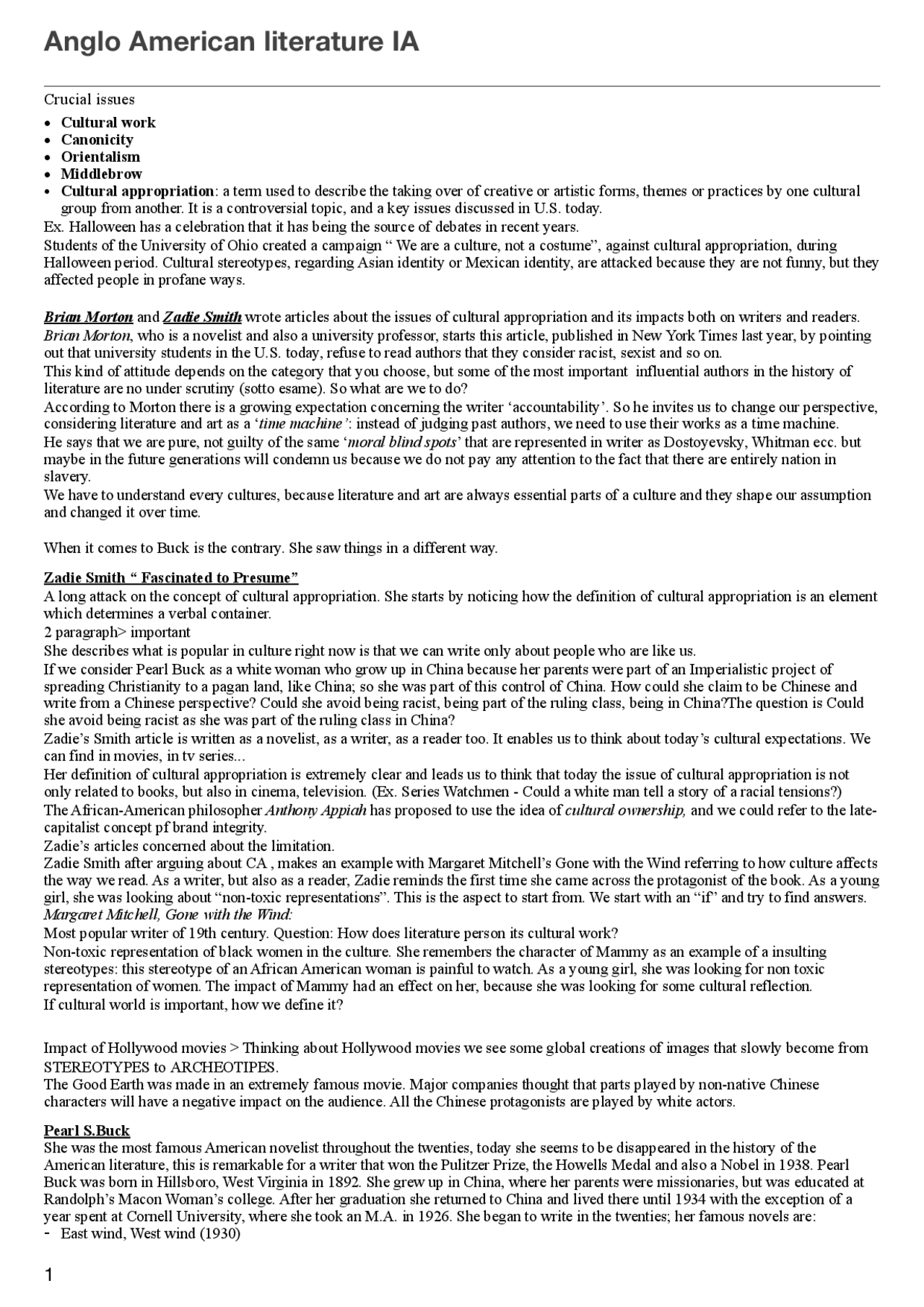 Anglo American literature - Docsity