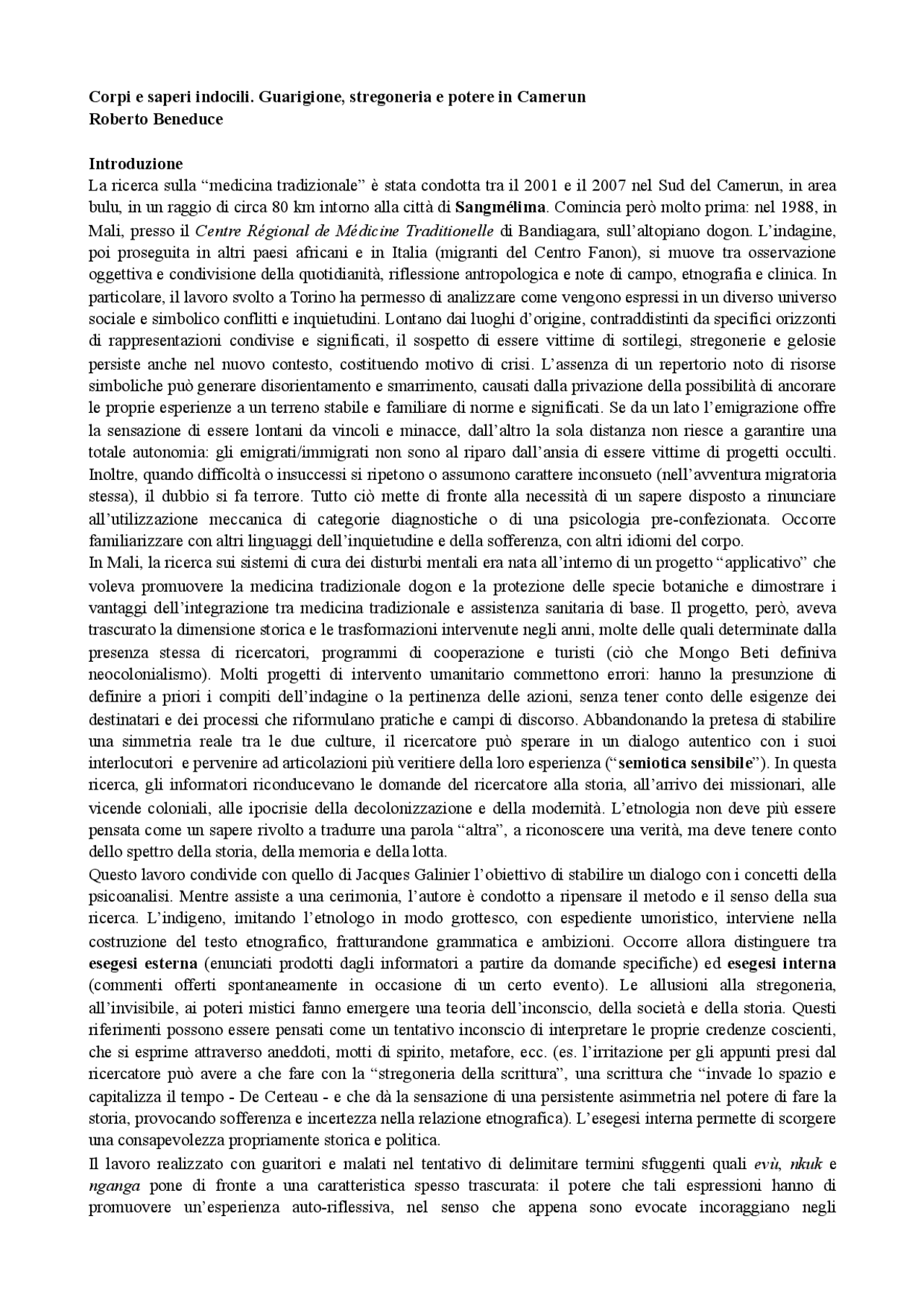 Riassunto Di Corpi E Saperi Indocili Docsity