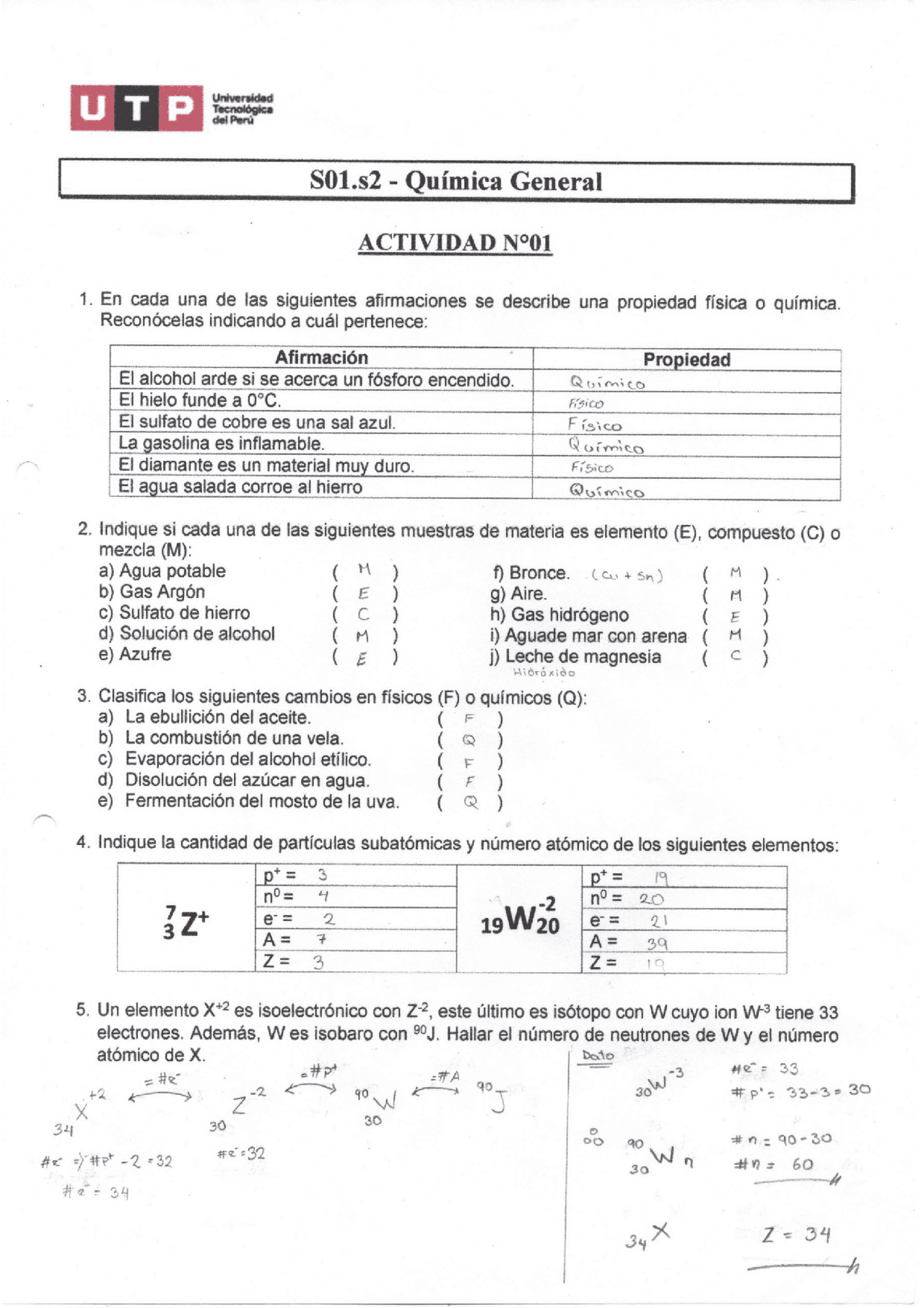Actividad 1 S01- ciclo1 | Ejercicios de Química - Docsity
