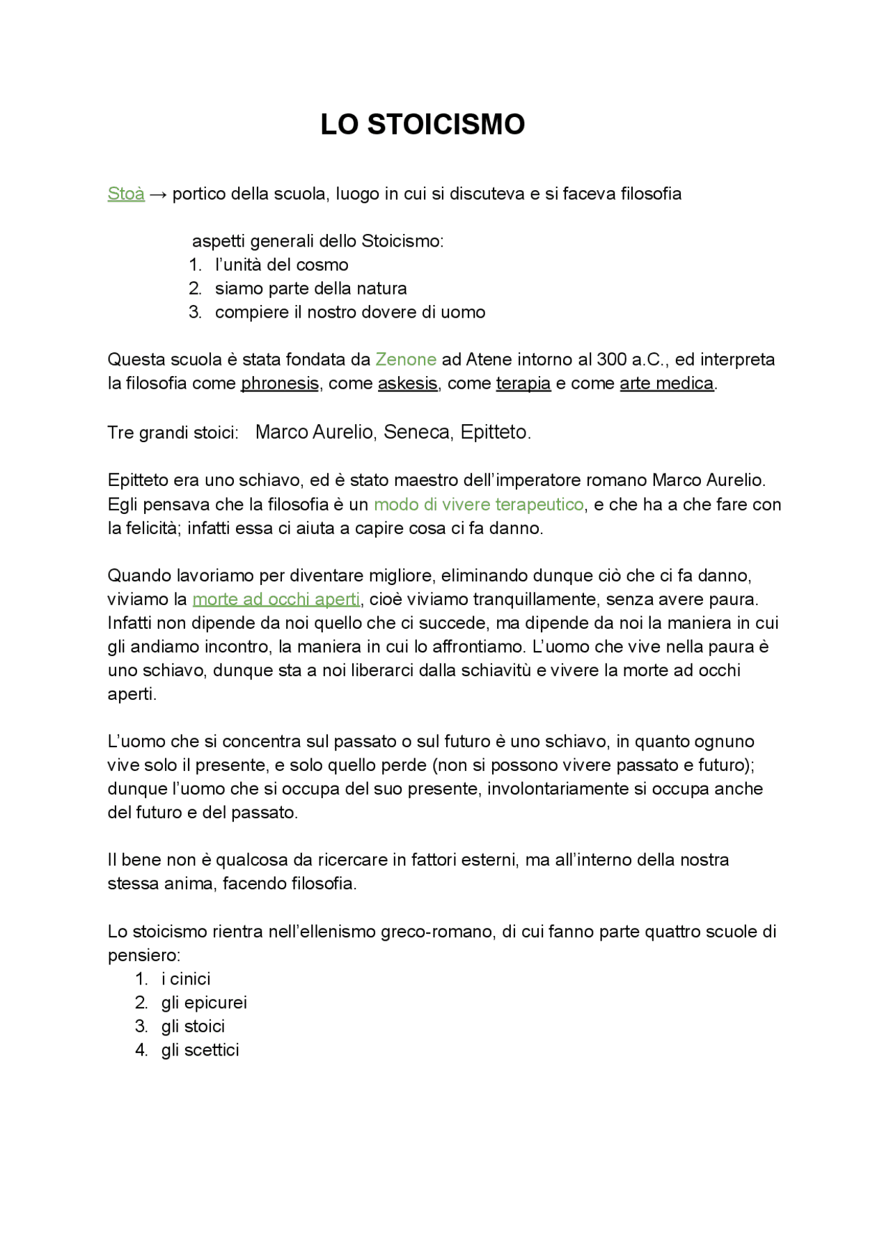 Lo Stoicismo Ellenismo Greco Romano Docsity