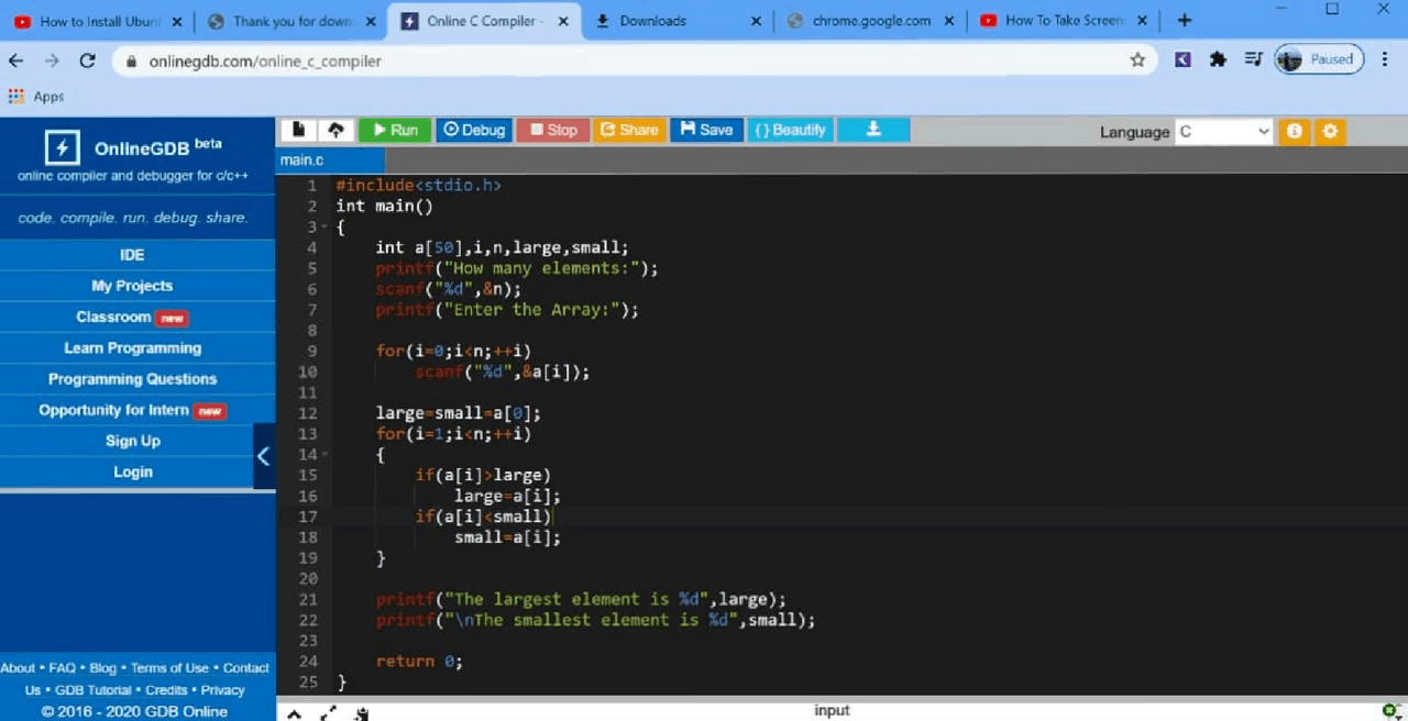 It's c programming document and it's also running that same program - Docsity