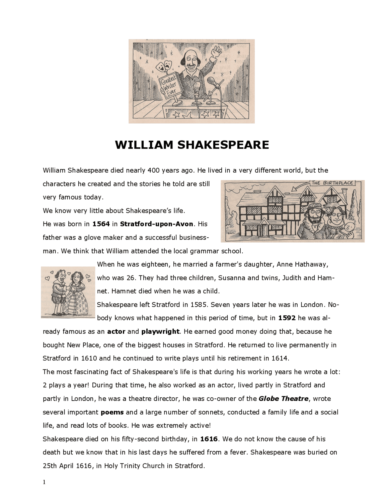 Shakespeare and his works - Docsity