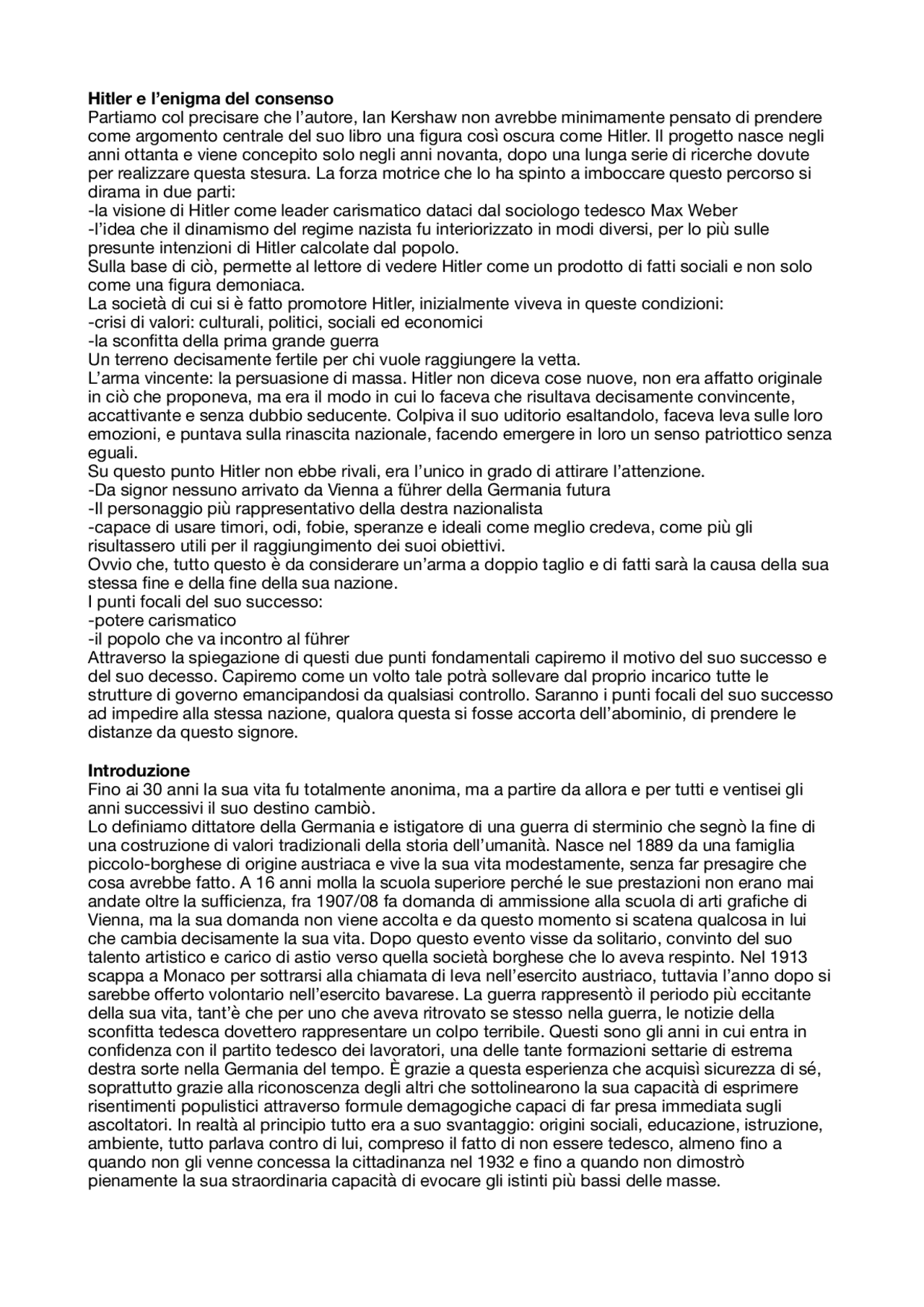 Hitler E Lenigma Del Consenso Docsity