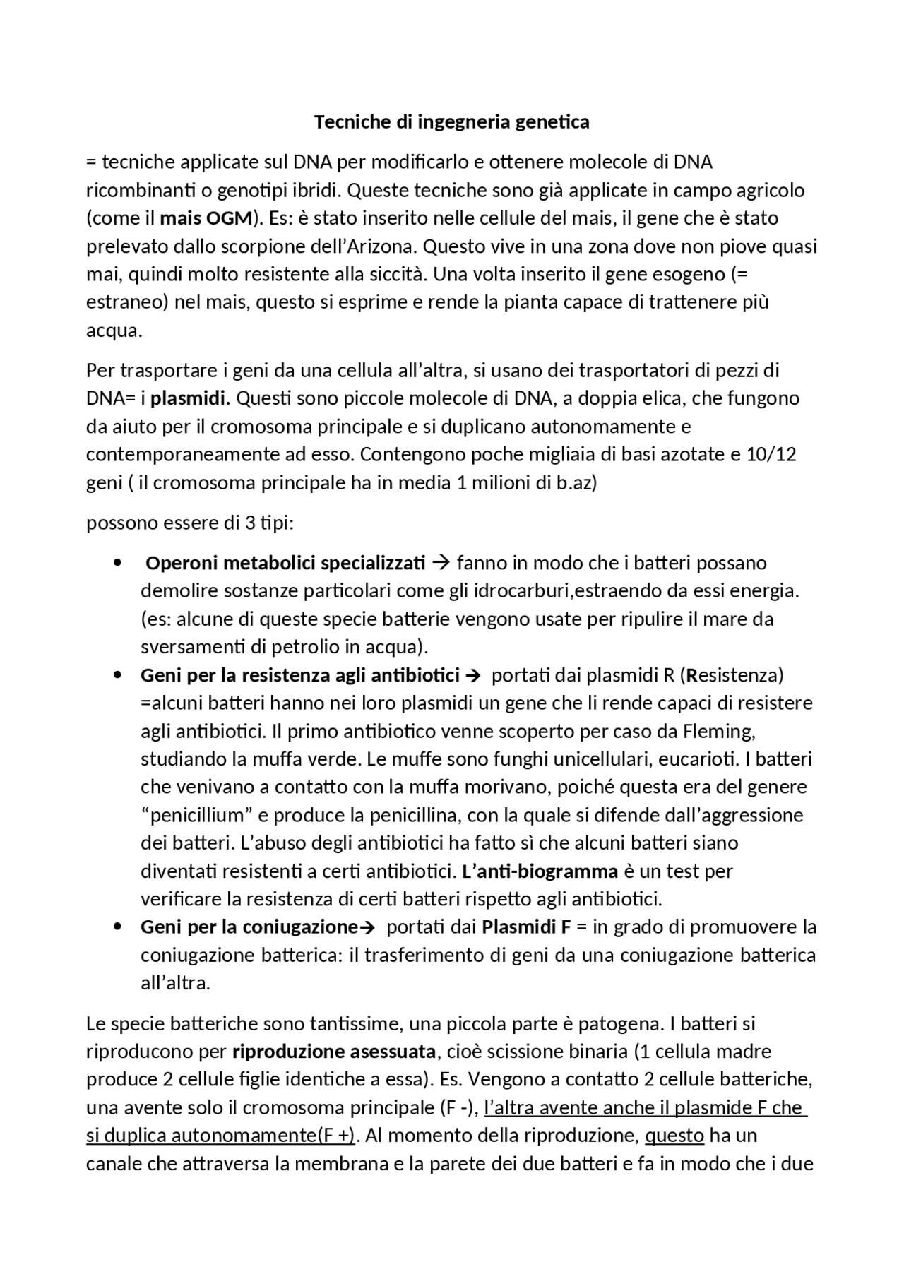 Tecniche Di Ingegneria Genetica Sul Dna Docsity