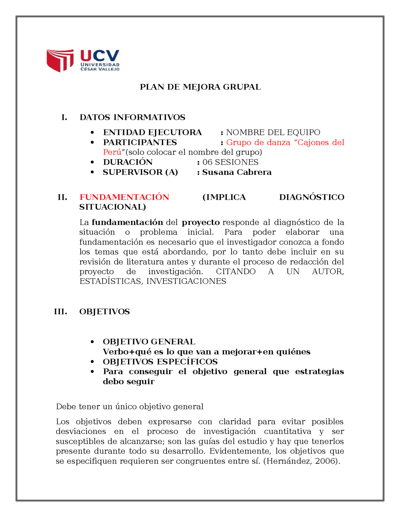 PLAN DE MEJORA GRPAL - Docsity