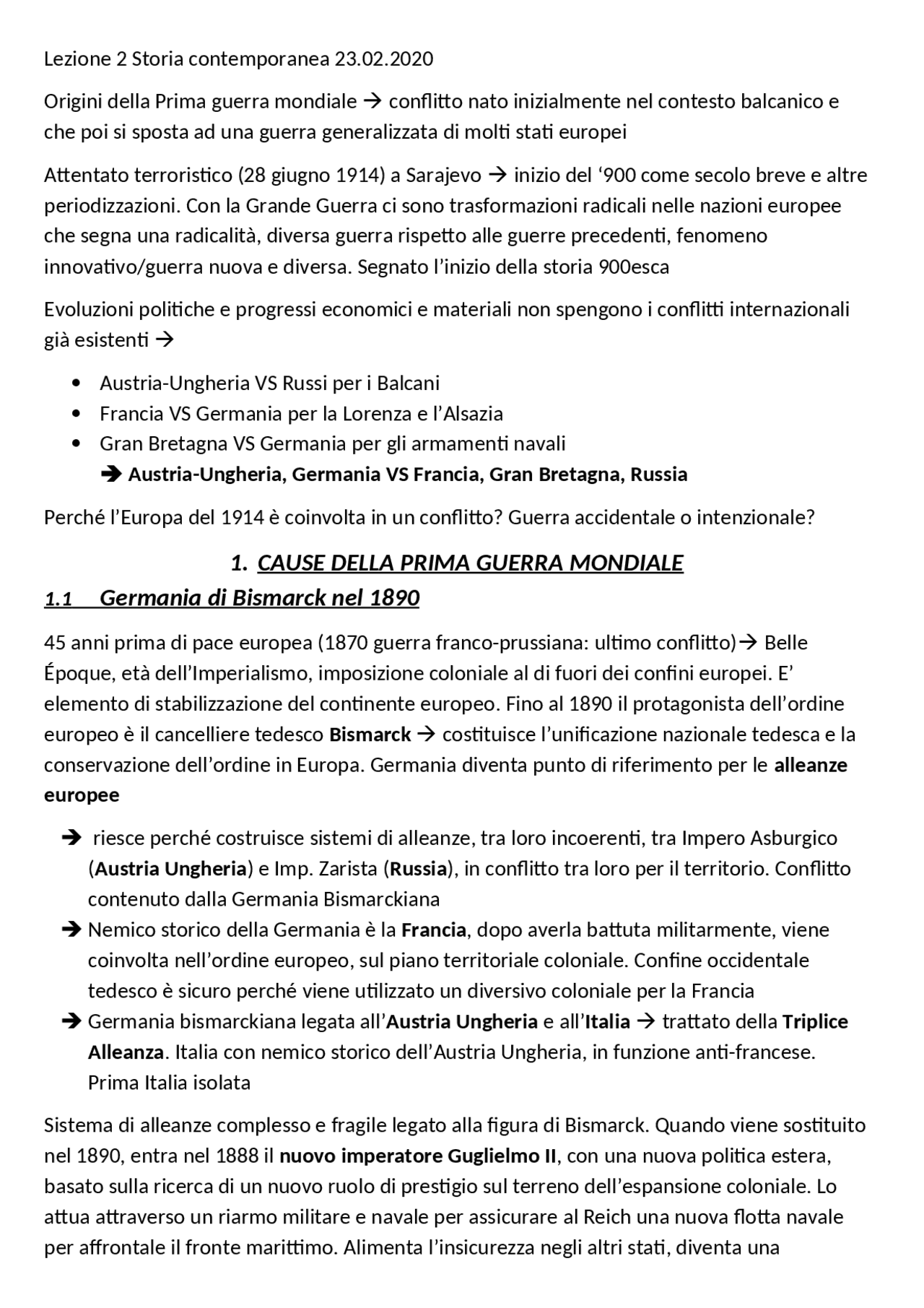 Appunti Lezione 2 Storia Contemporanea Docsity