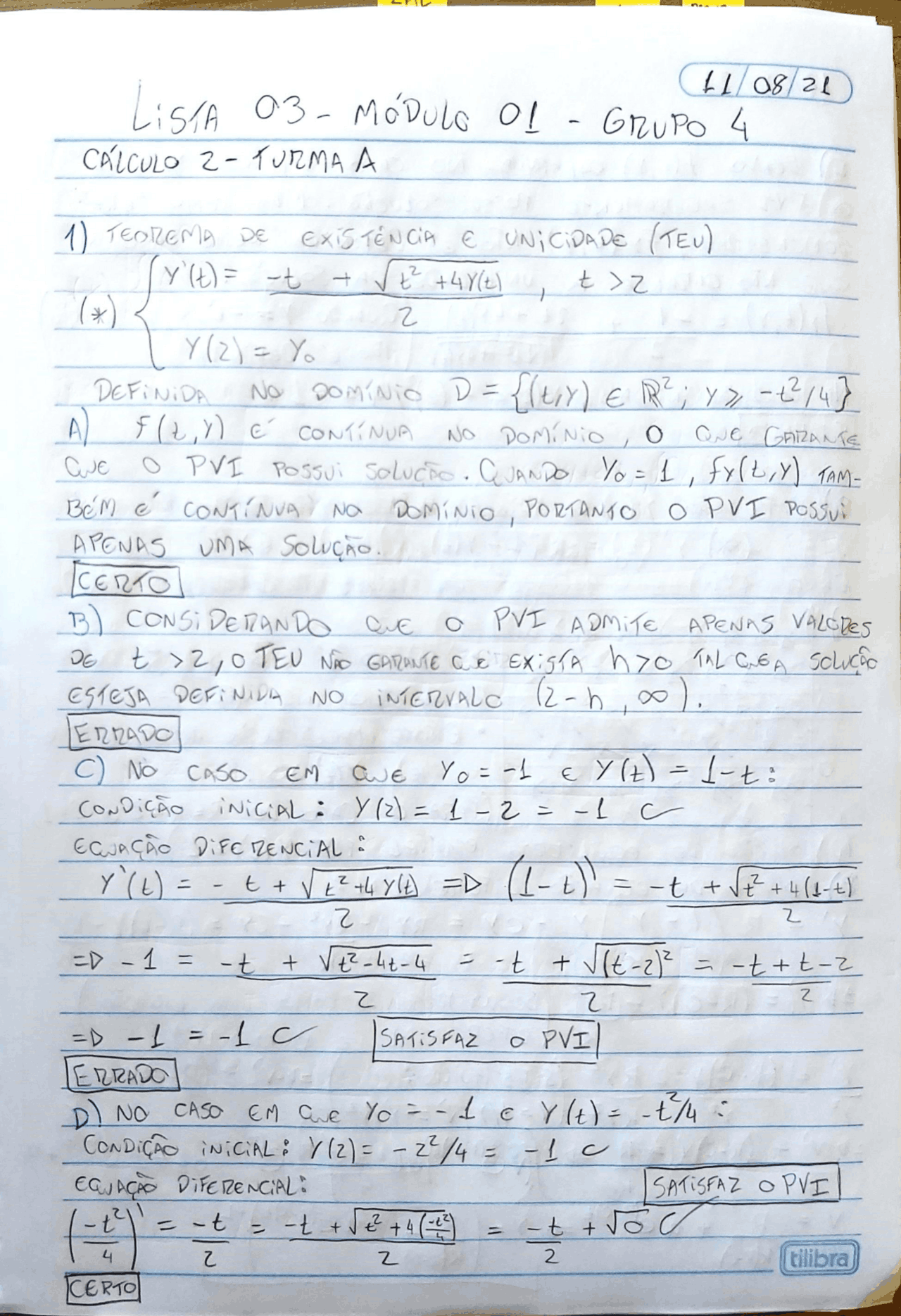Exercício resolvido de calculo 2 - Docsity