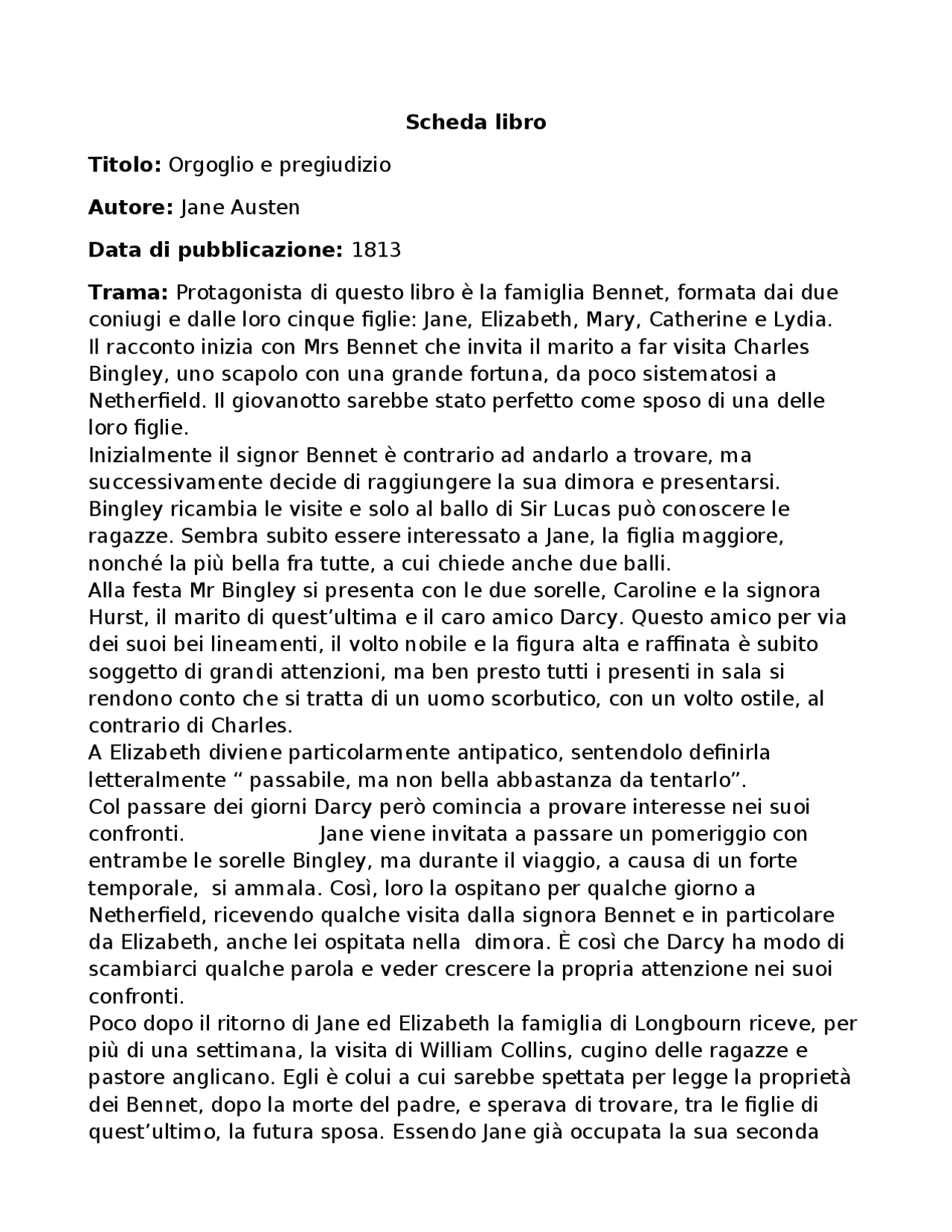 Orgoglio E Pregiudizio Docsity