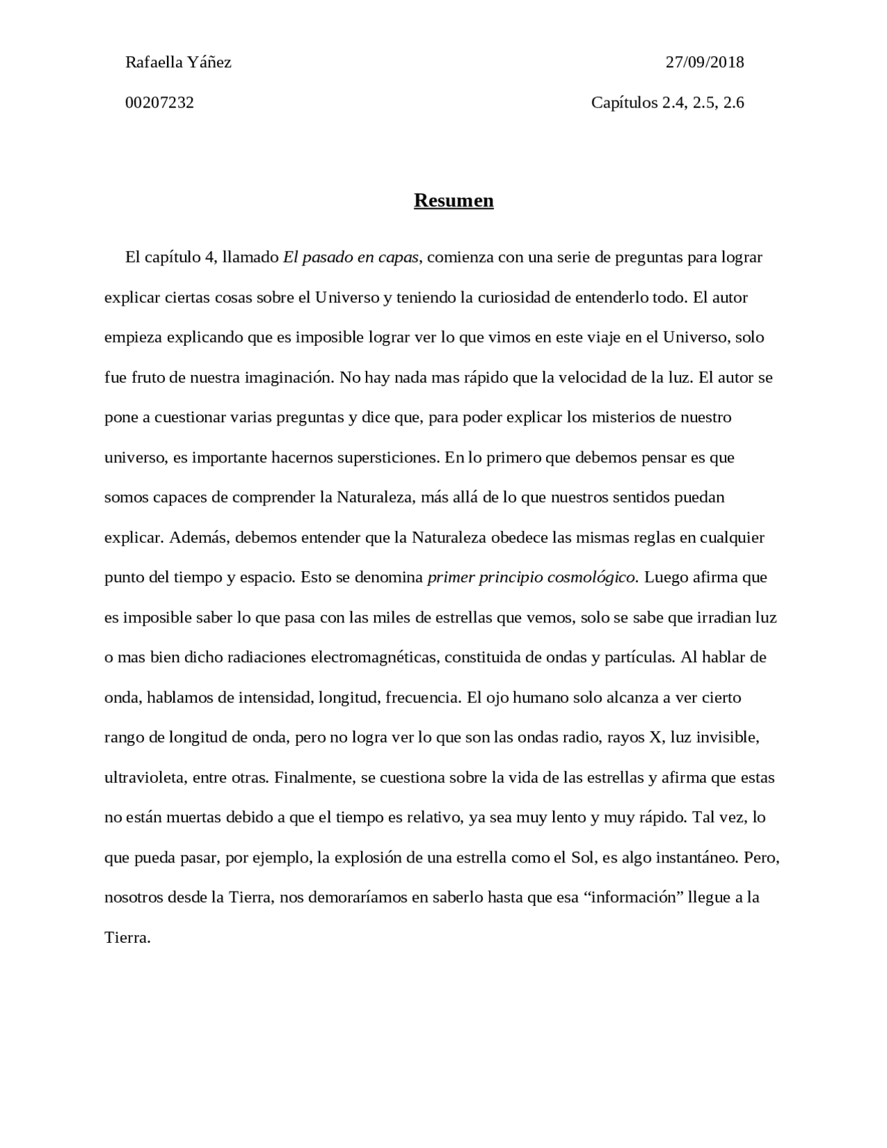 Resumen del libro de Cosmos - Docsity
