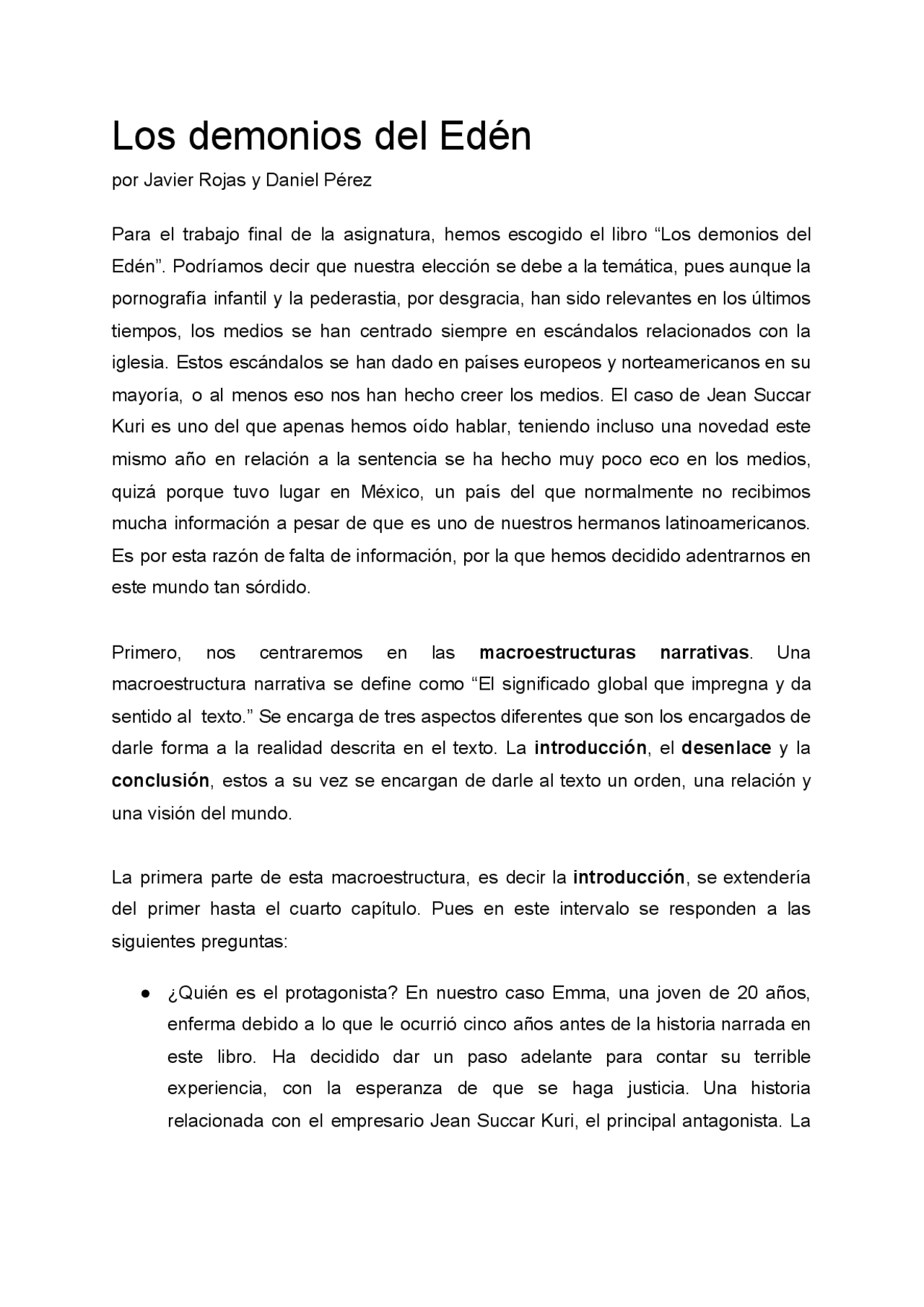 Trabajo final de "géneros periodísticos: el relato" | Ejercicios de ...