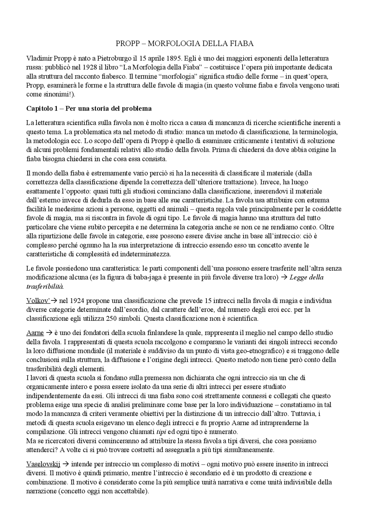 Morfologia della fiaba - Docsity