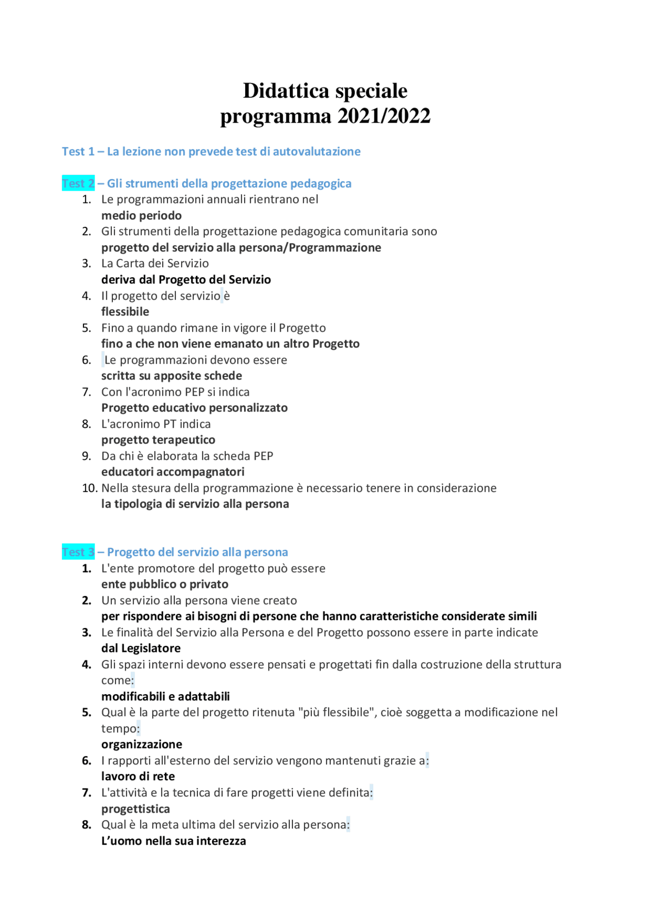 Esame Di Didattica Speciale Prove Desame Di Didattica Generale E
