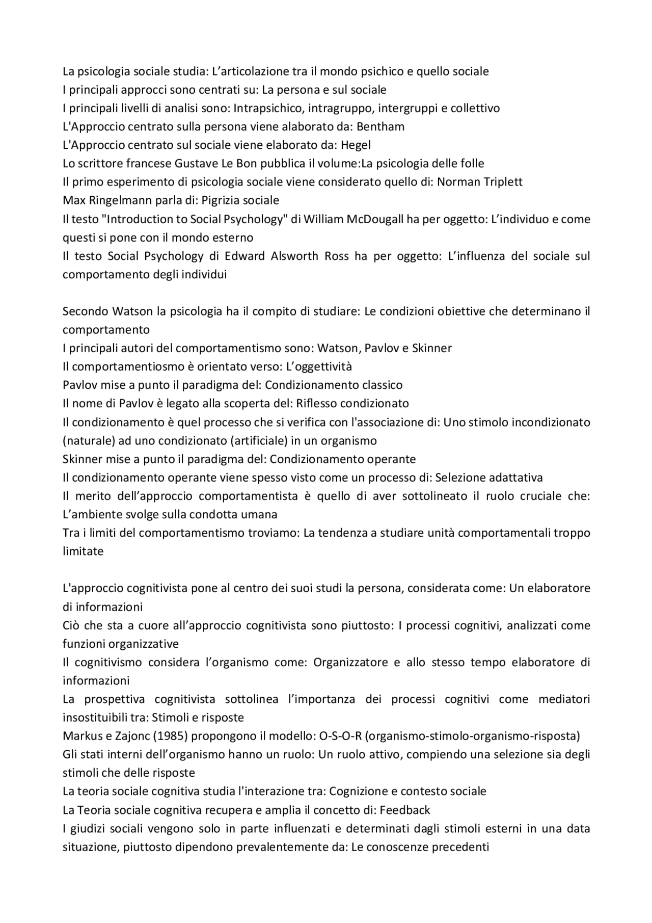 Psicologia Sociale Sintesi Docsity