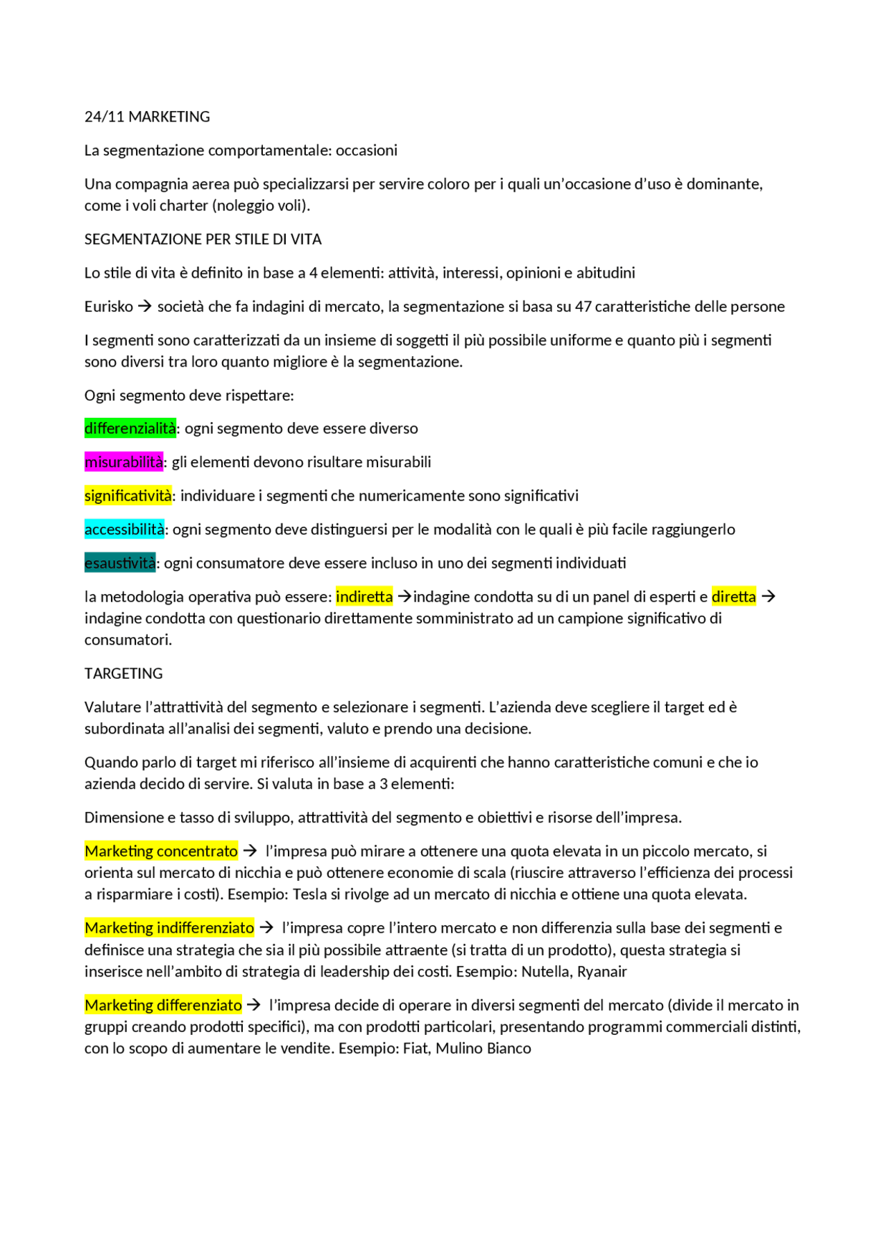 Marketing Strategico Docsity