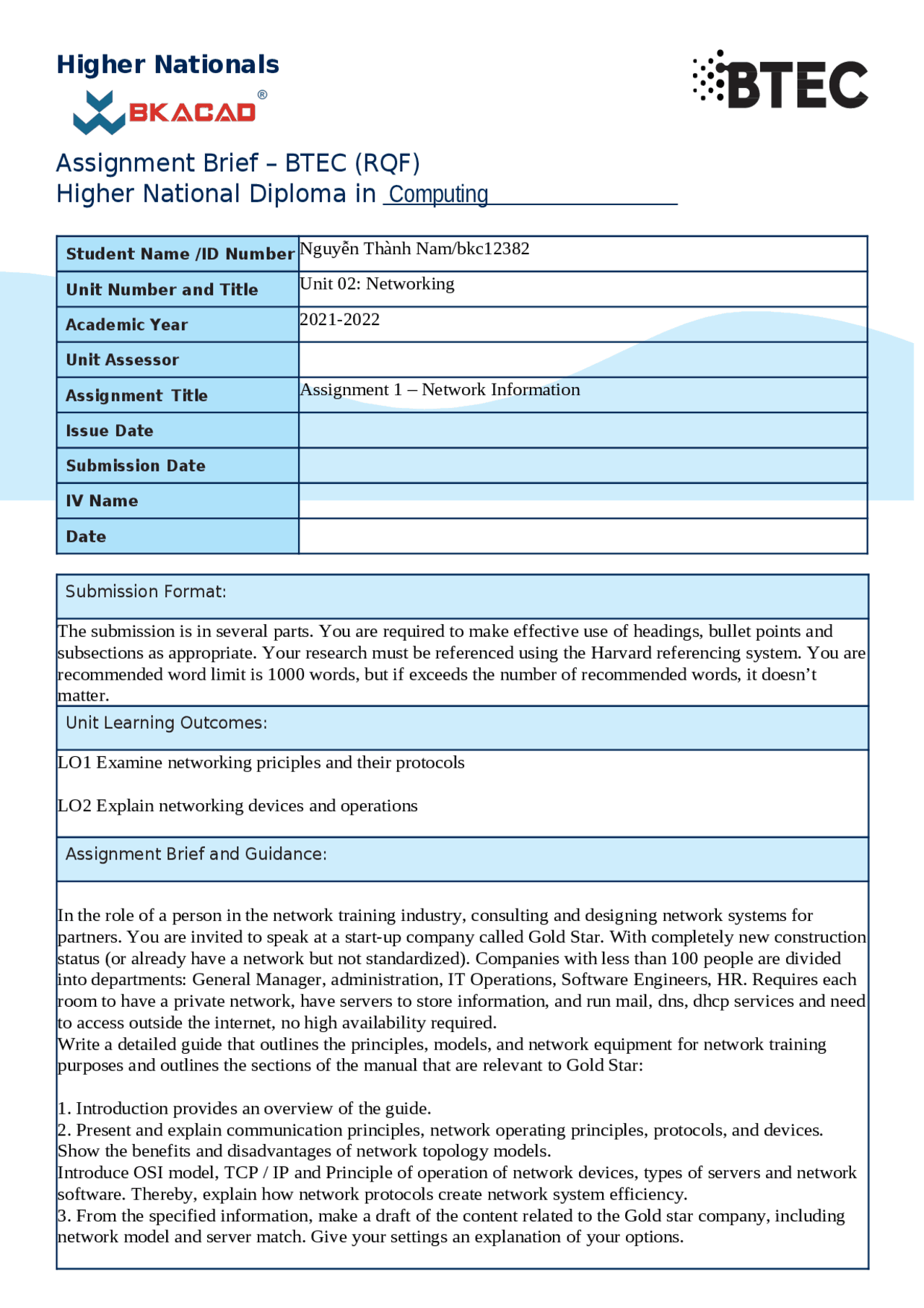 Networking Assigment Docsity
