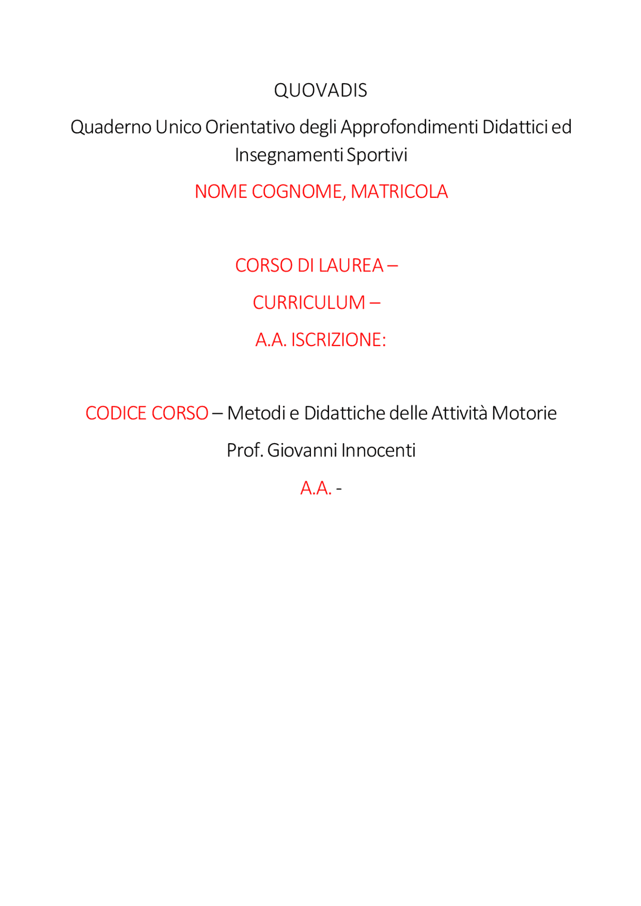 Modello quovadis e uda - Docsity