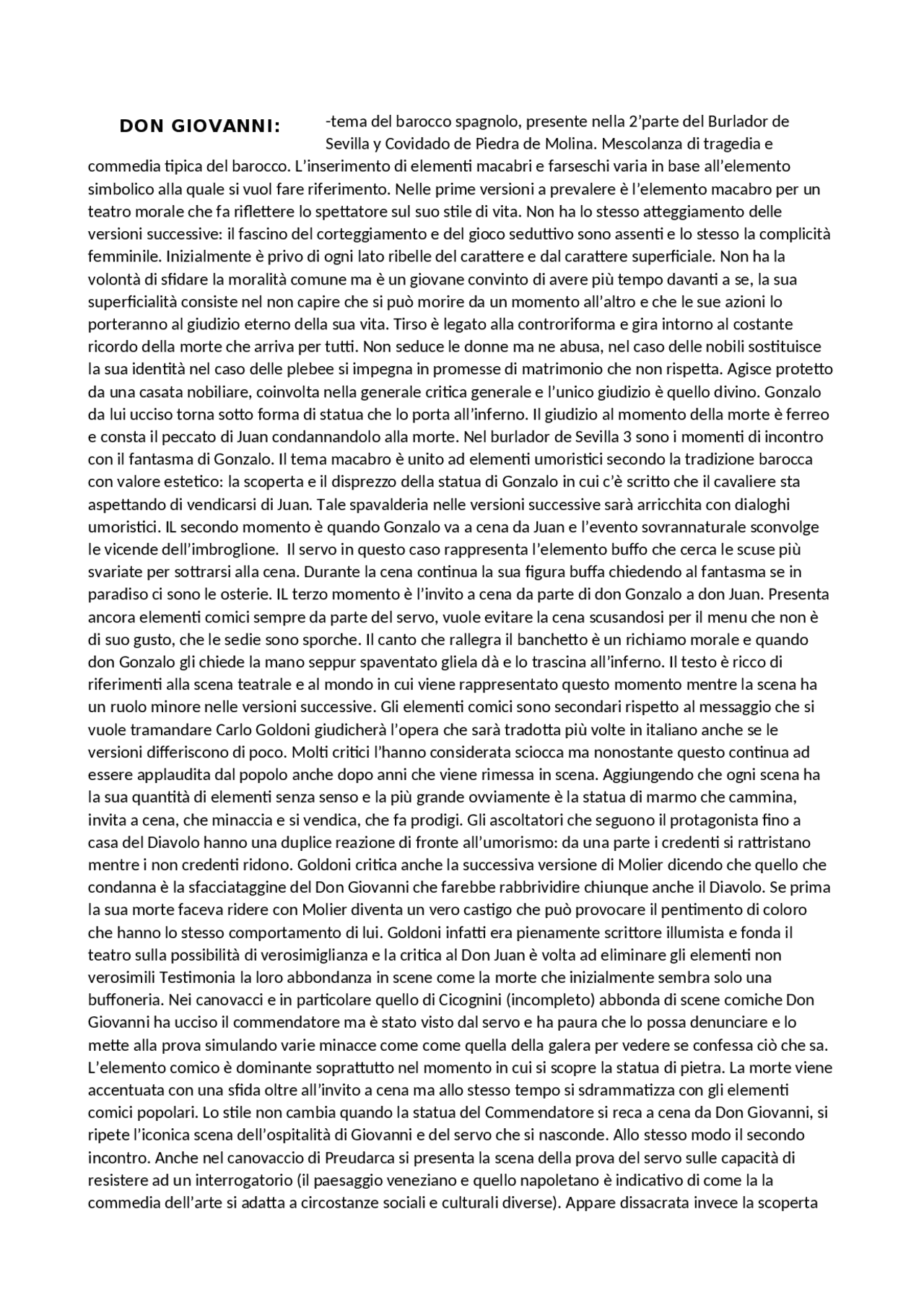 Don Giovanni Approfondimento Critico Docsity