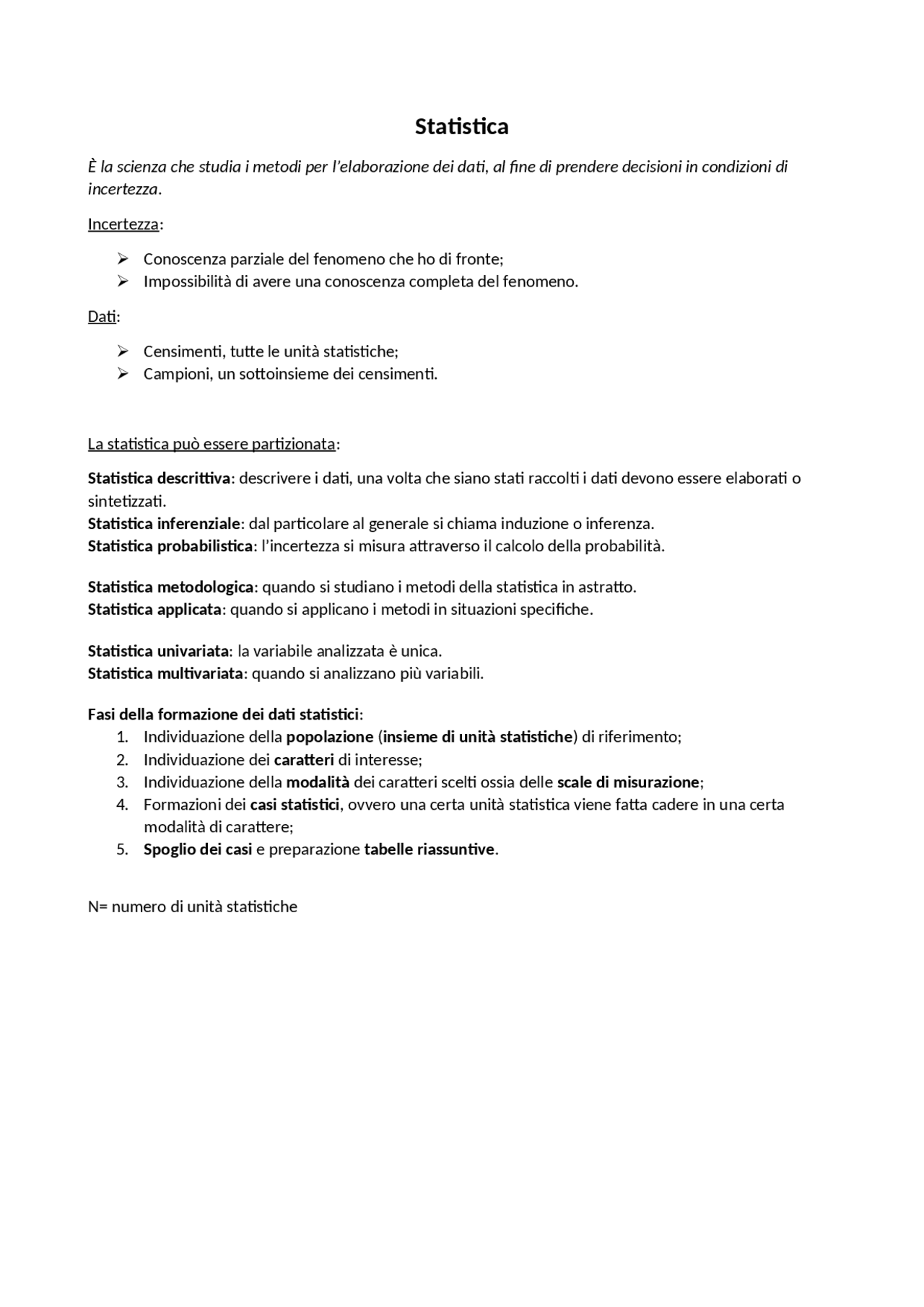 Dispense Statistica, EcoAmm, prof. Borroni - Docsity