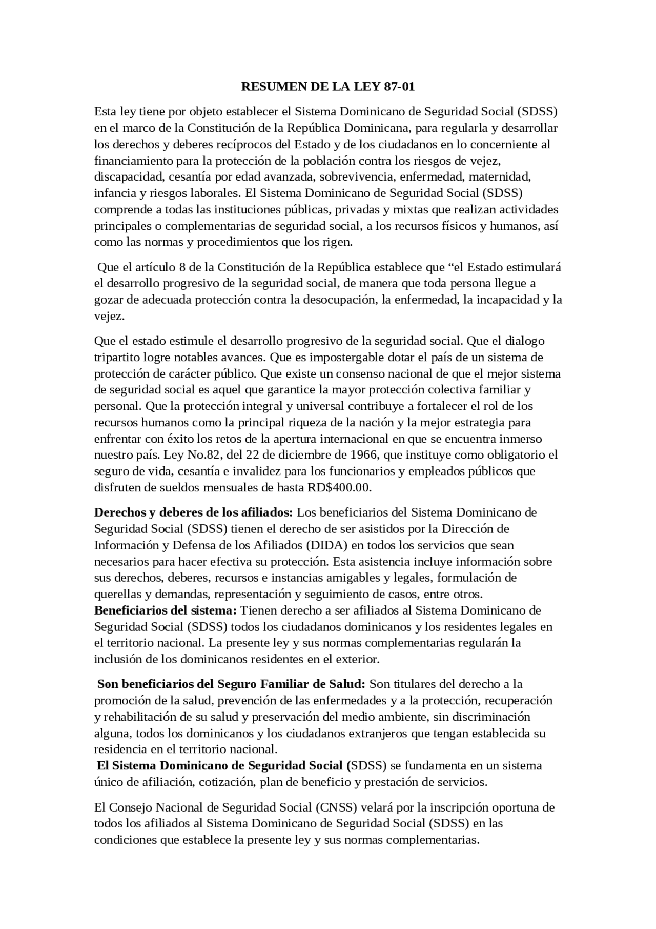 Ley 87 de codigo de salud - Docsity