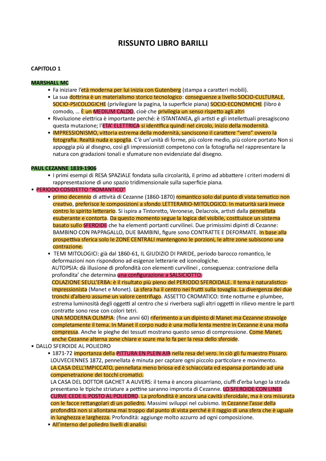 Riassunto Libro Barilli Docsity