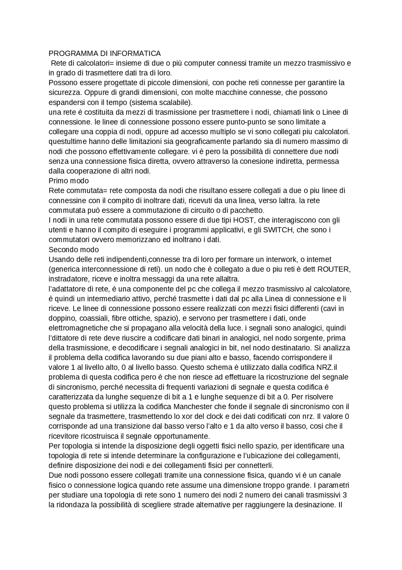 Tutto Il Programma Di Quinta Liceo Informatica Docsity