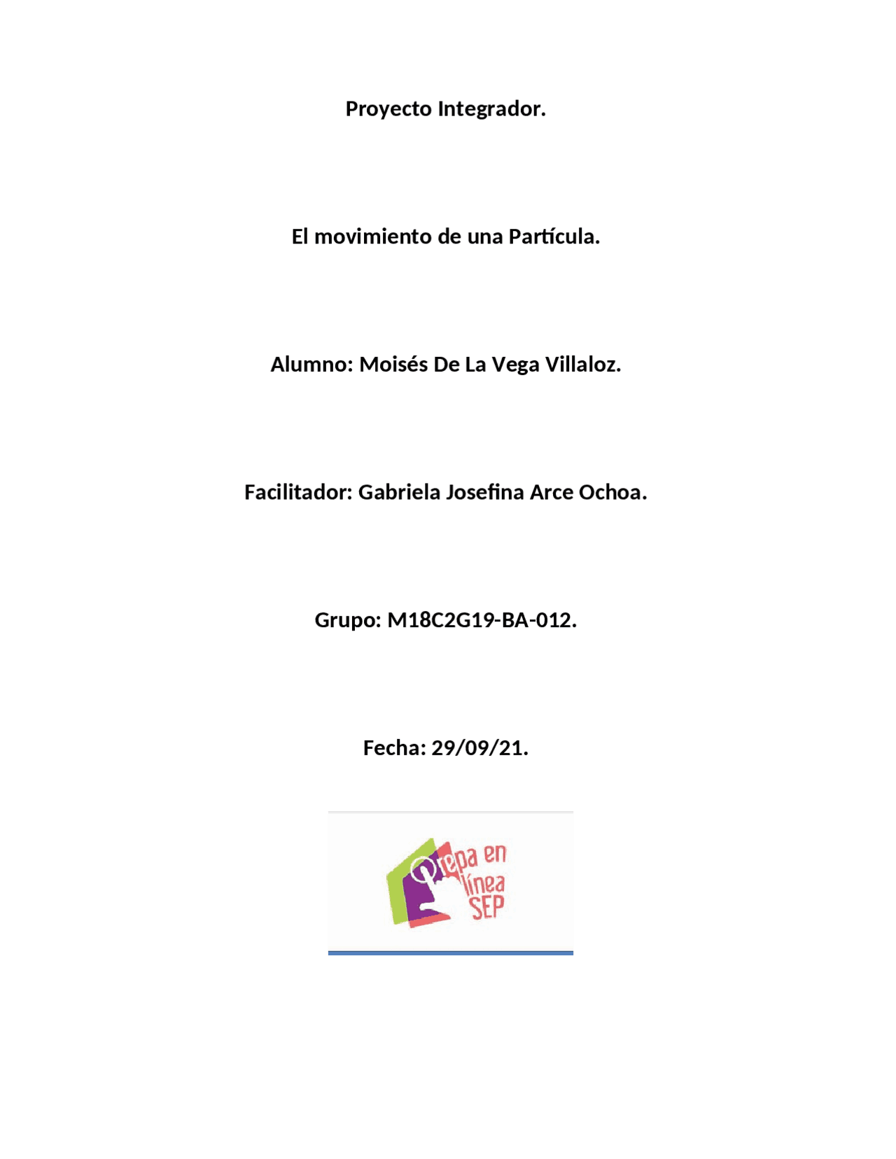 Proyecto El Movimiento De Una Partícula Docsity