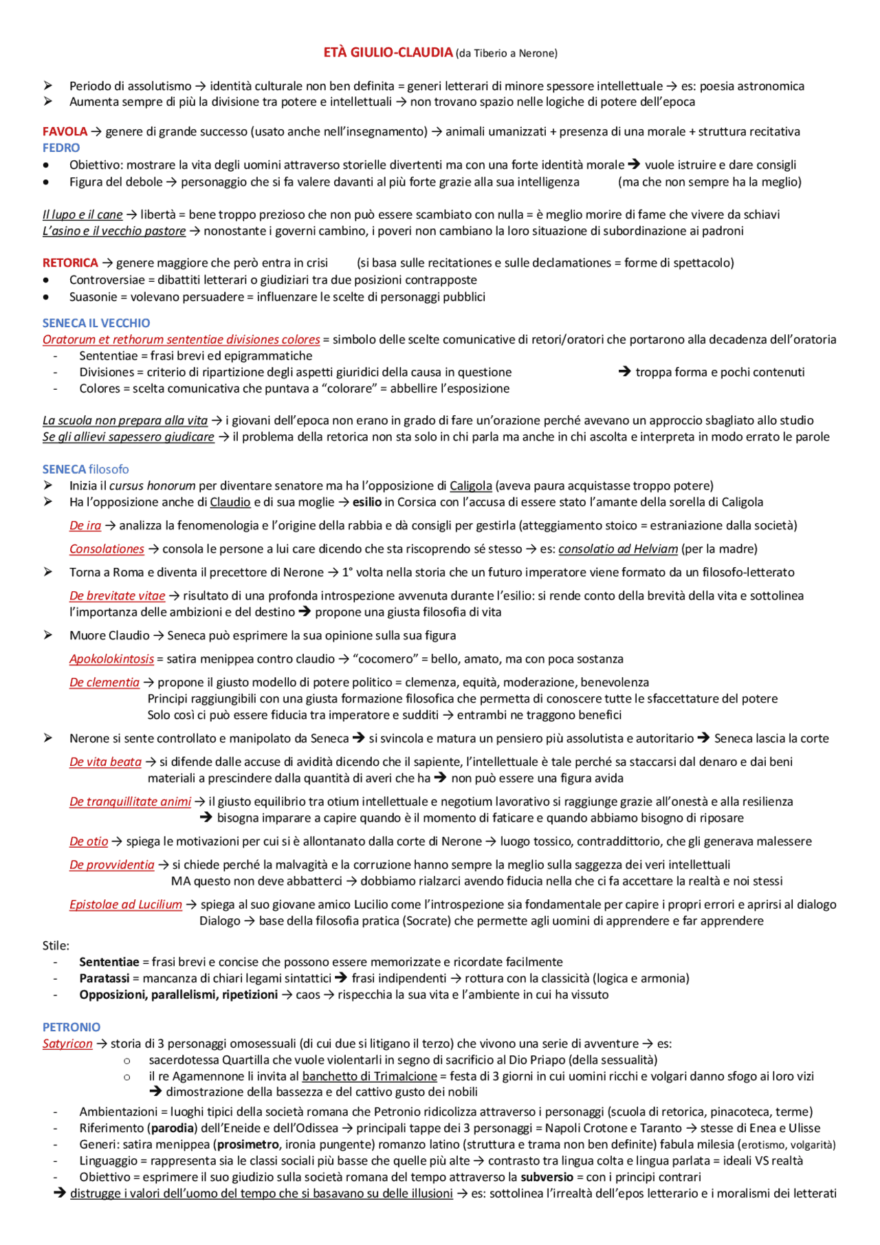 Riassunto Programma Di Latino Docsity