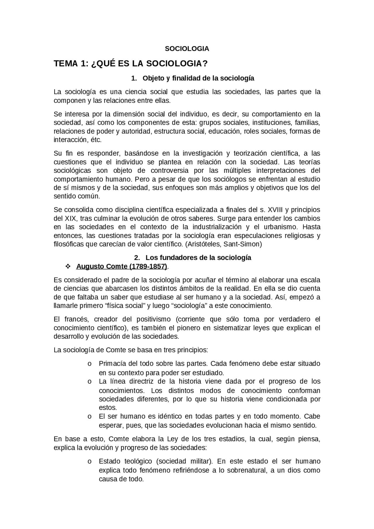 Apuntes Sociología Tema 1 Docsity