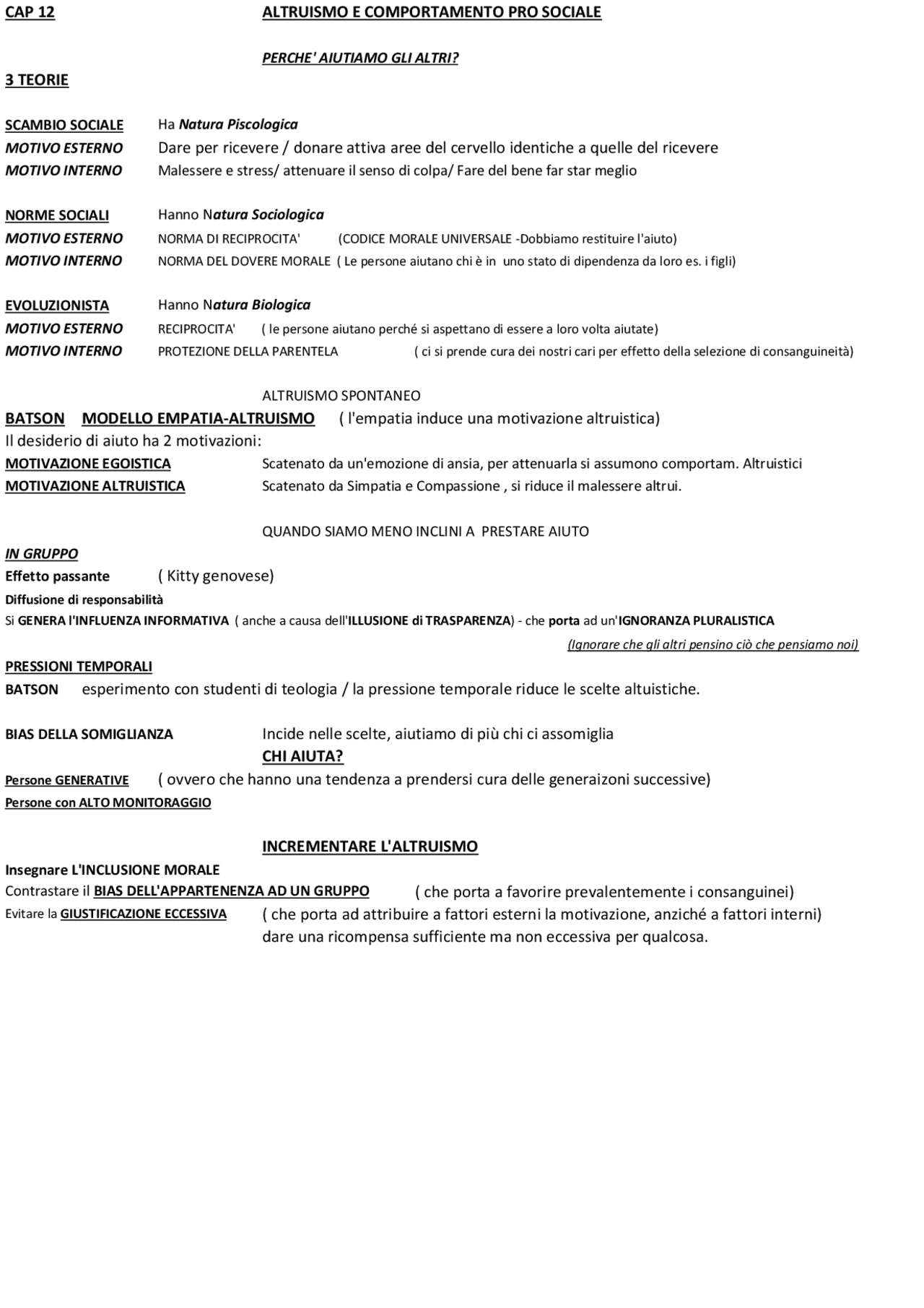 Altruismo E Comportamento Pro Sociale Docsity