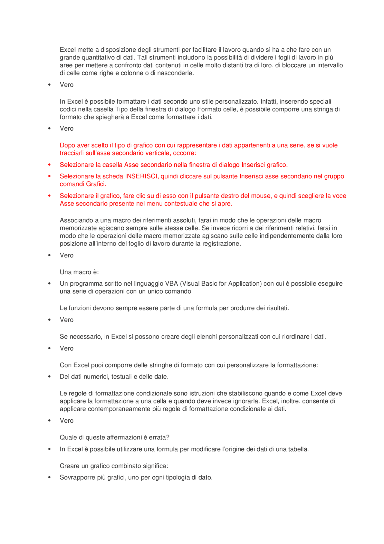 Risposte Quiz Eipass Progressive Secondo Modulo Excel Docsity