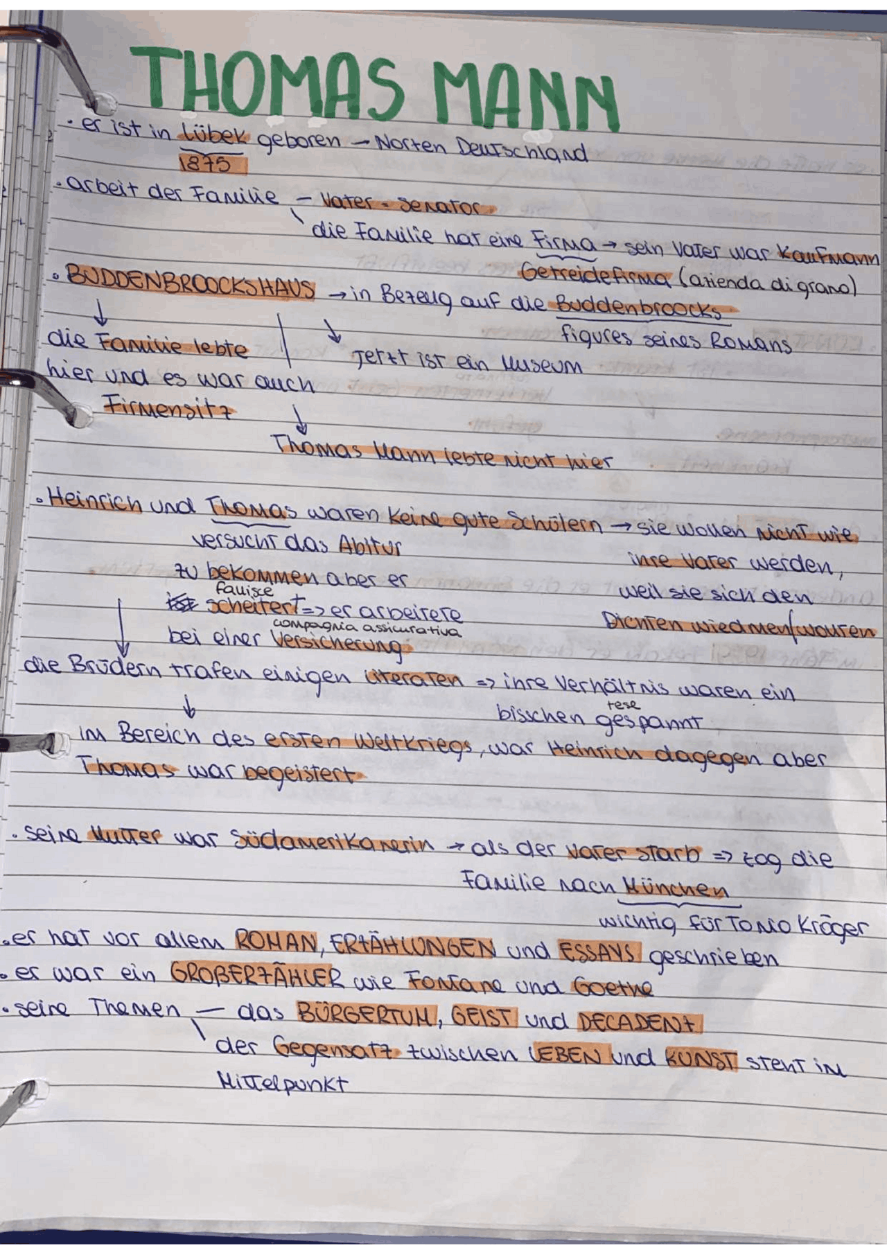 Biografia Thomas Mann - Docsity