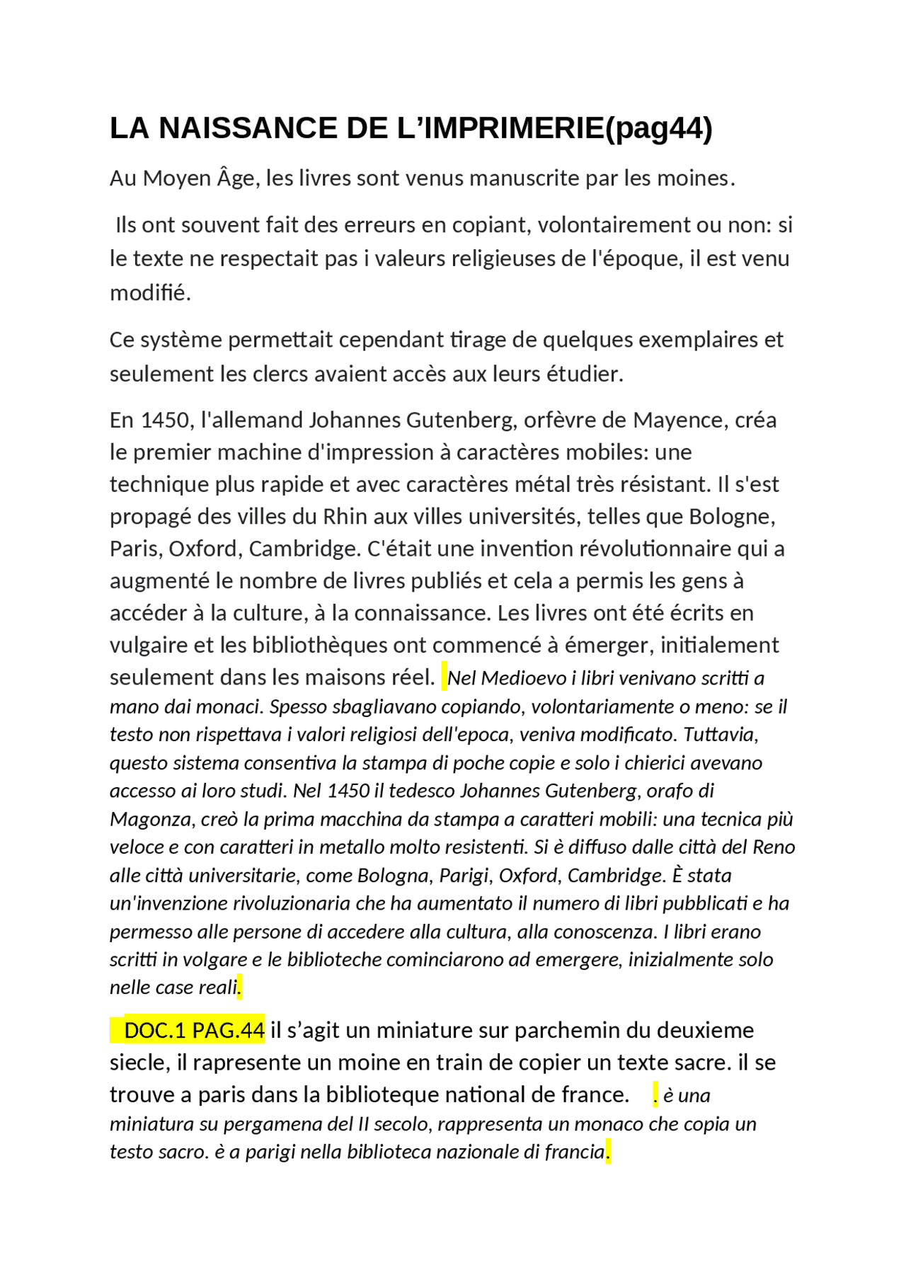 Storia Francese Documento Docsity