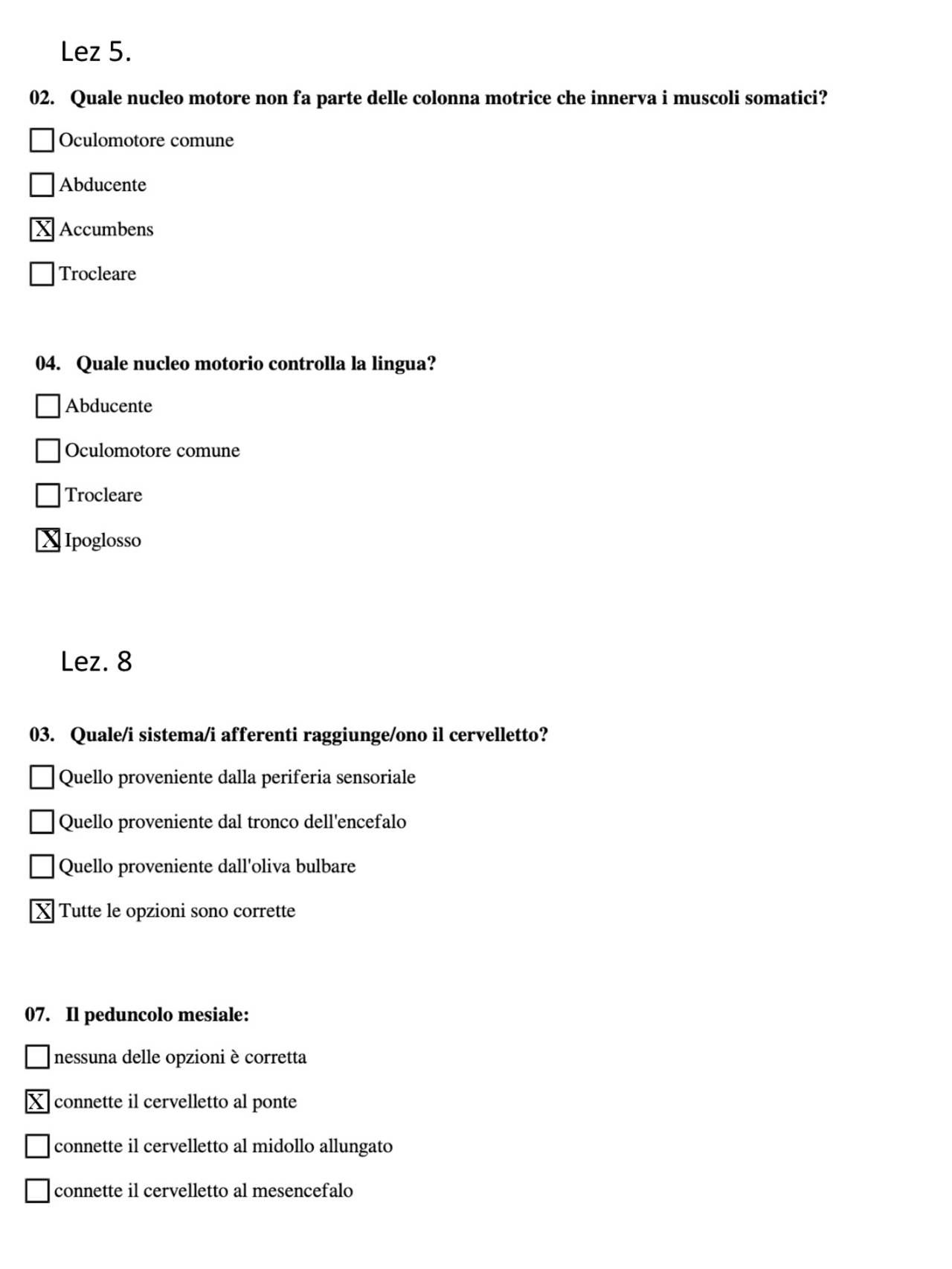 Set Domande Neuroscienze Docsity