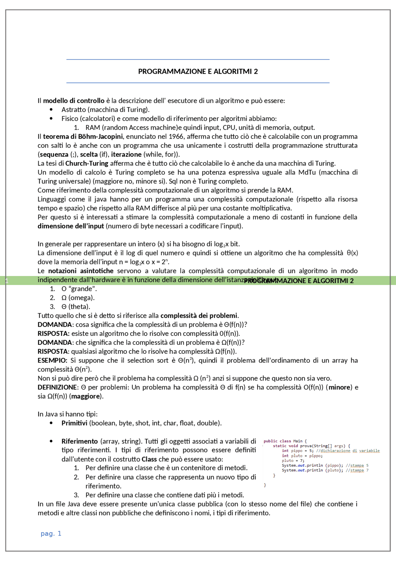 Riassunto Programmazione E Algoritmi 2 Docsity