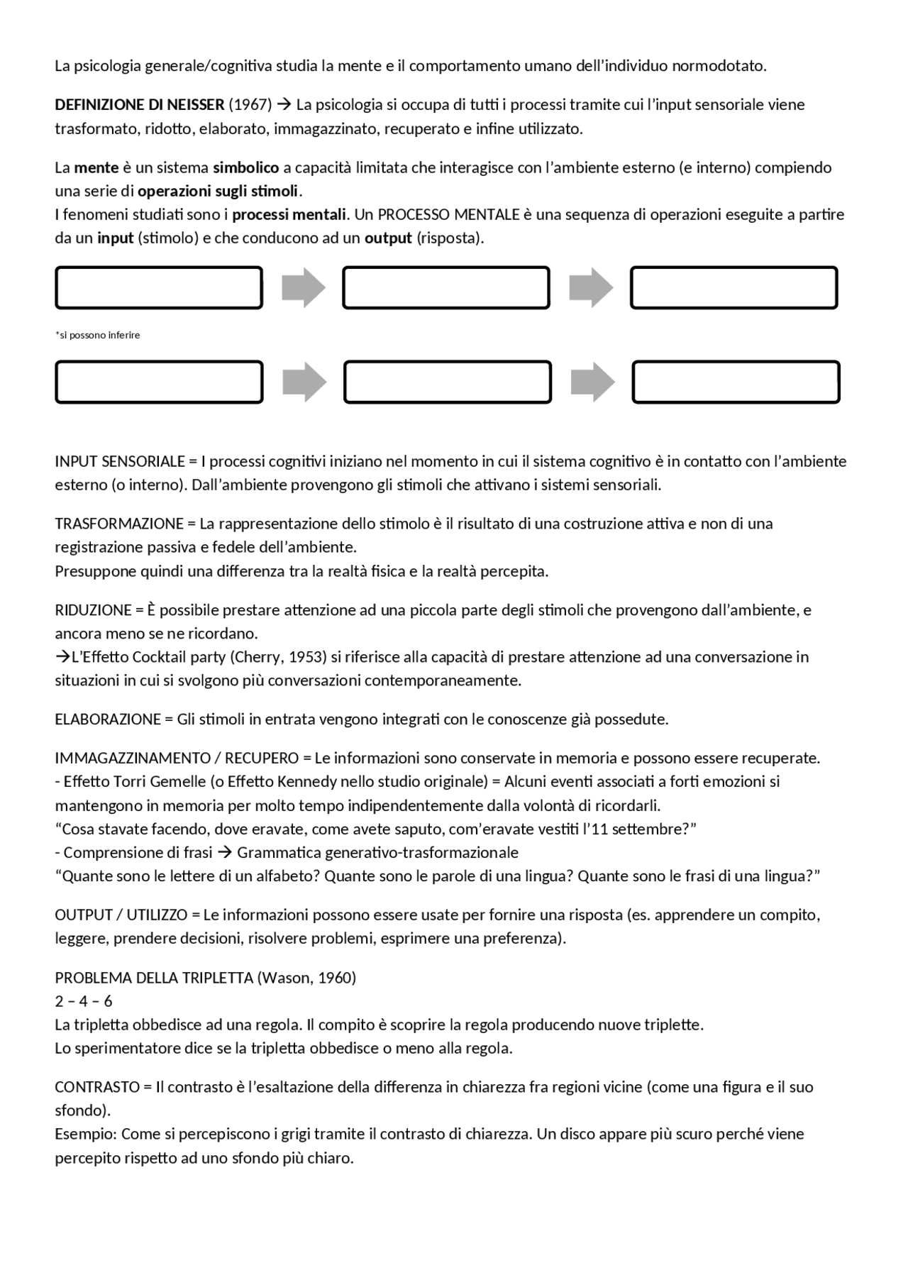 Psicologia Processi Cognitivi Teoria E Applicazioni Docsity