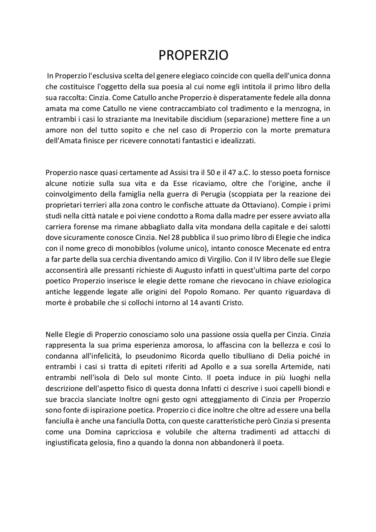 Lelegia E Properzio Docsity