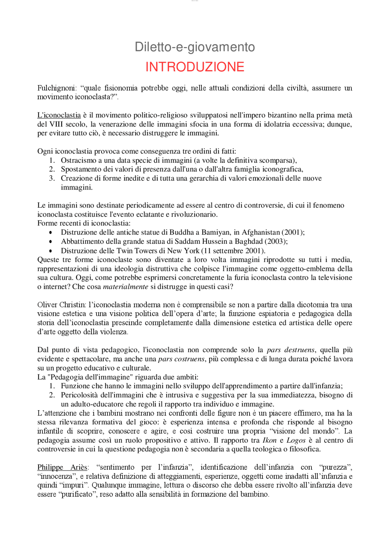 Diletto E Giovamento Sintesi Docsity