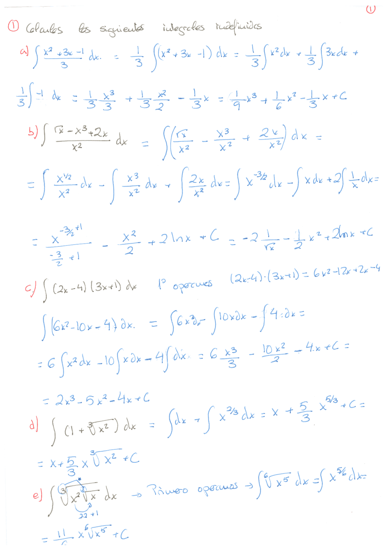 EJERCICIOS DE REPASO DE INTEGRALES - Docsity