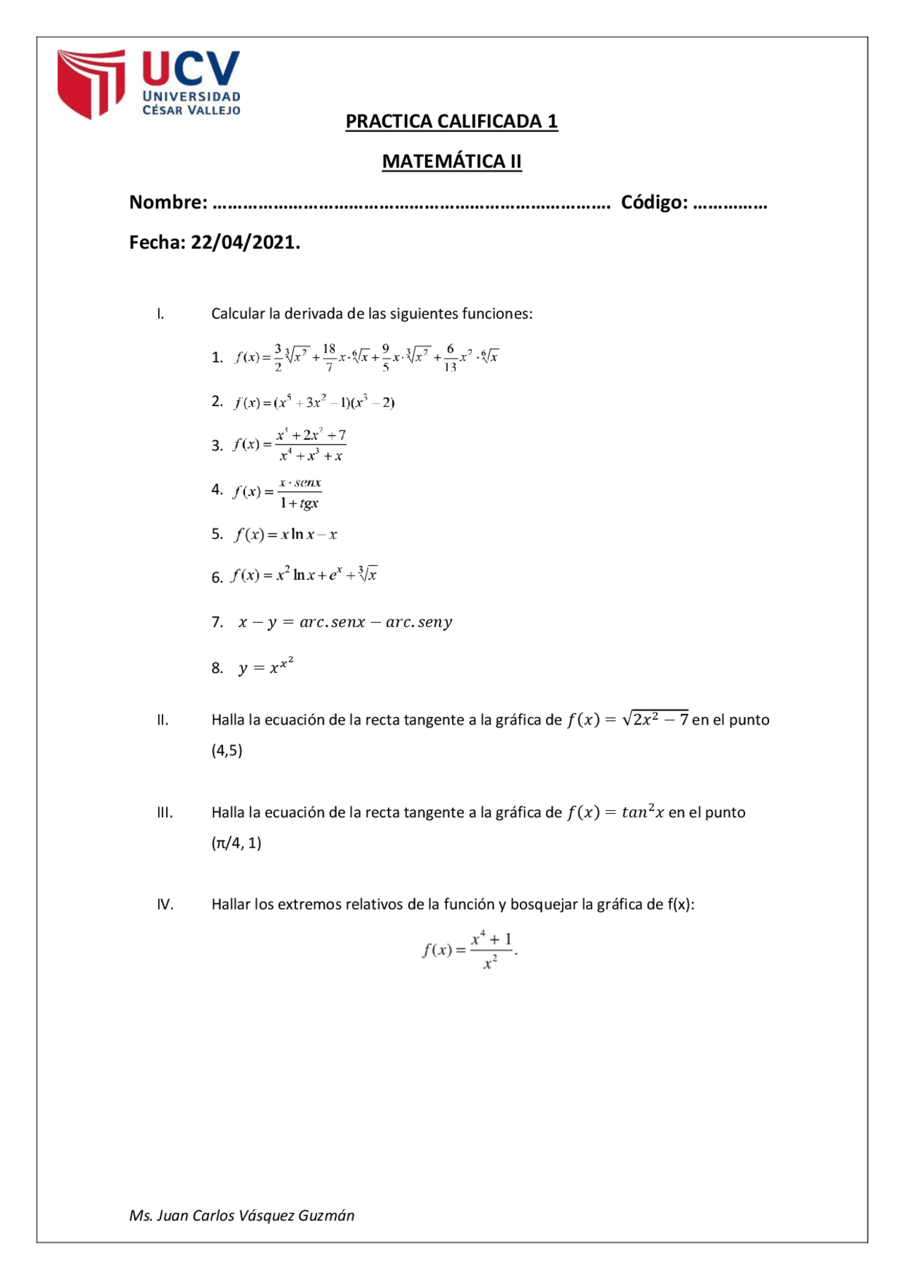 Ejercicios Resueltos De Derivadas Docsity