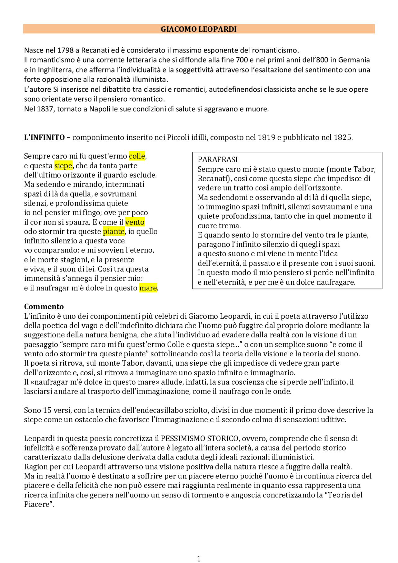 Italiano Riassunti Maturità Docsity