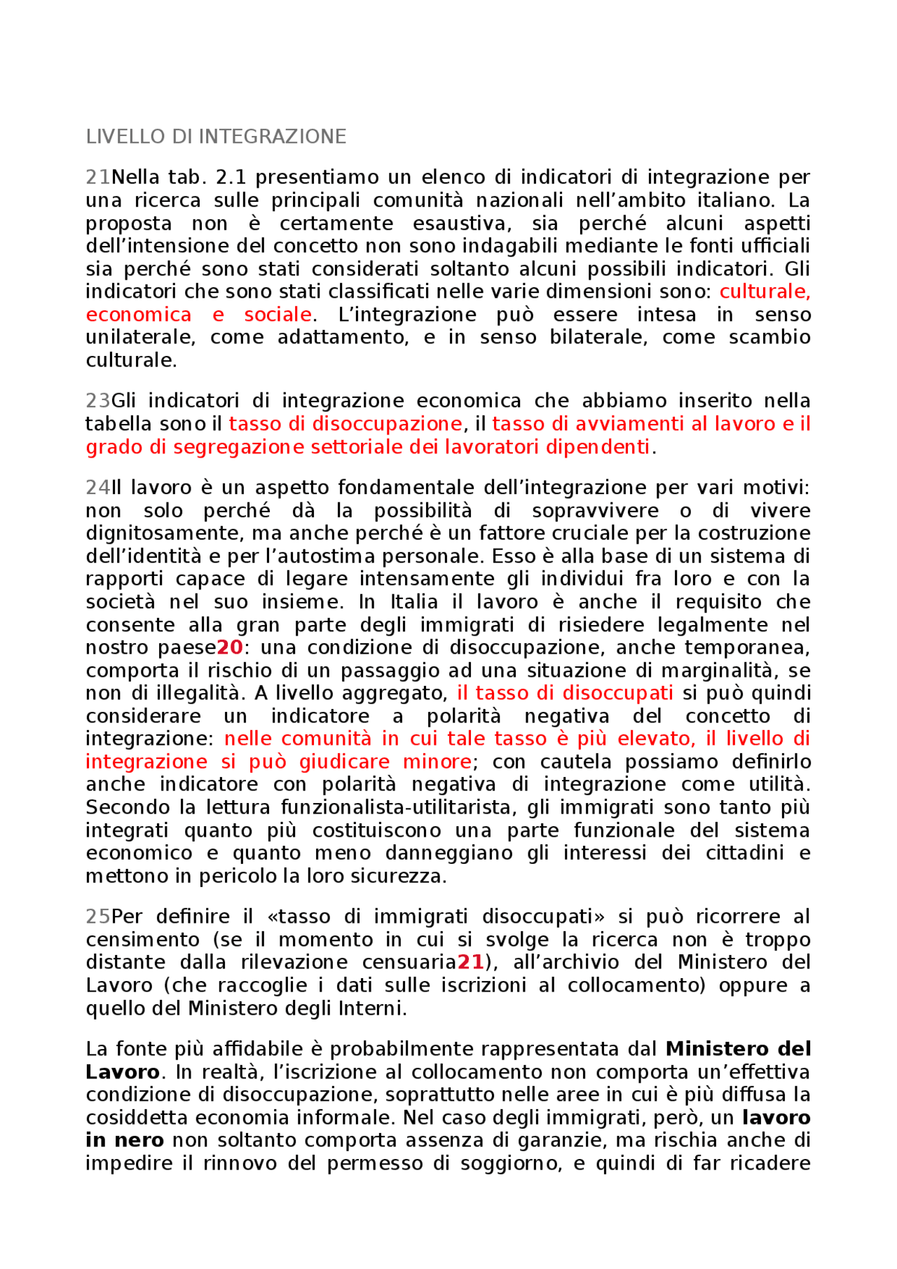 Livelli Di Integrazione Docsity