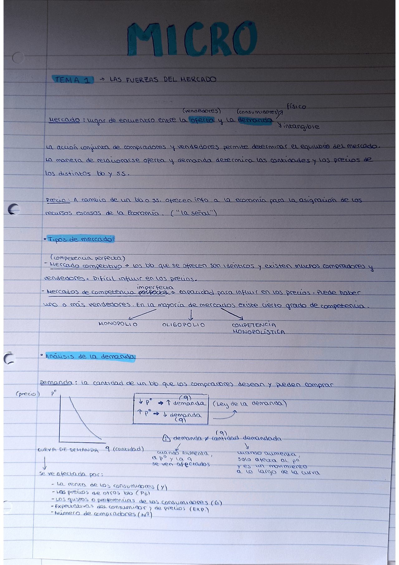 Microeconomía Tema 1 Hoja 1 Primer Cuatri Docsity