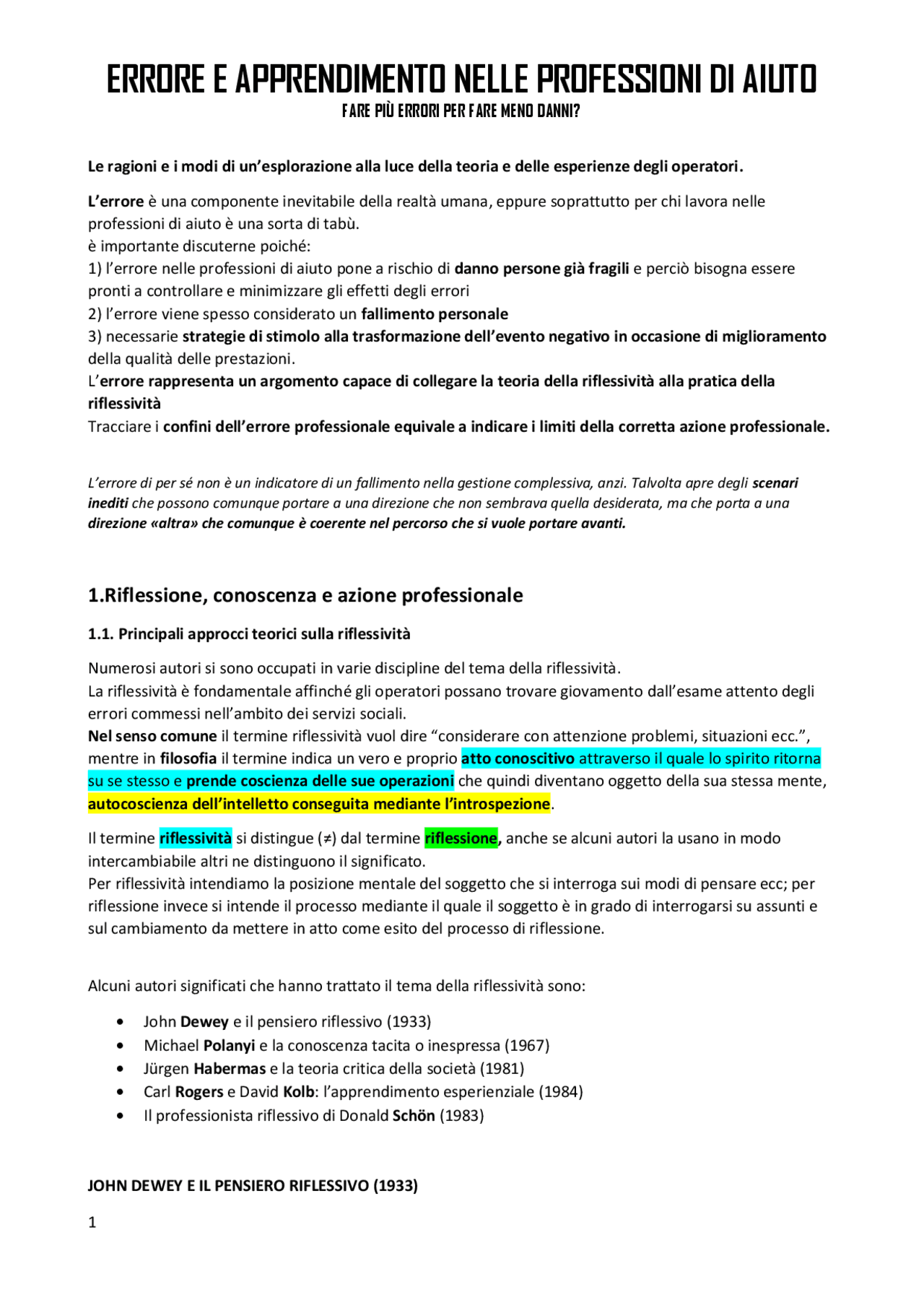 Sintesi Errore E Apprendimento Nelle Professioni Di Aiuto Asicora