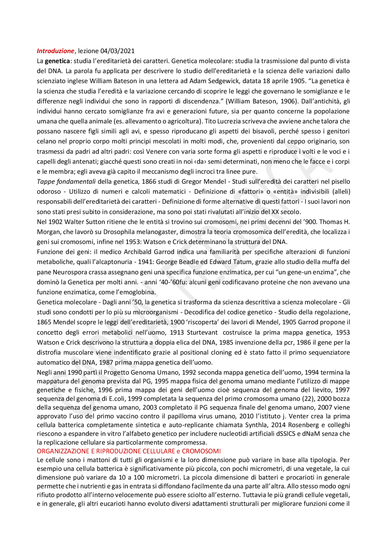 Appunti Di Genetica C Docsity