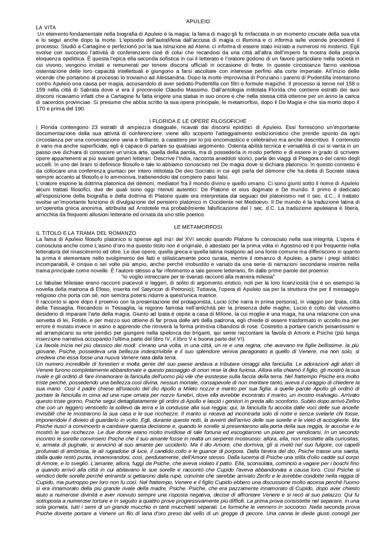 Appunti Latino Su Apuleio Docsity