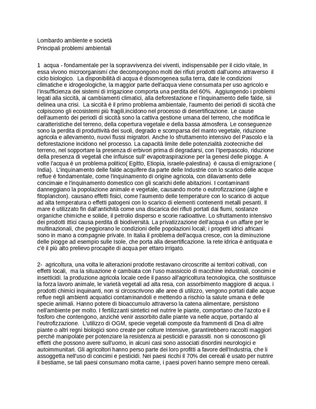 Ambiente E Territorio Docsity