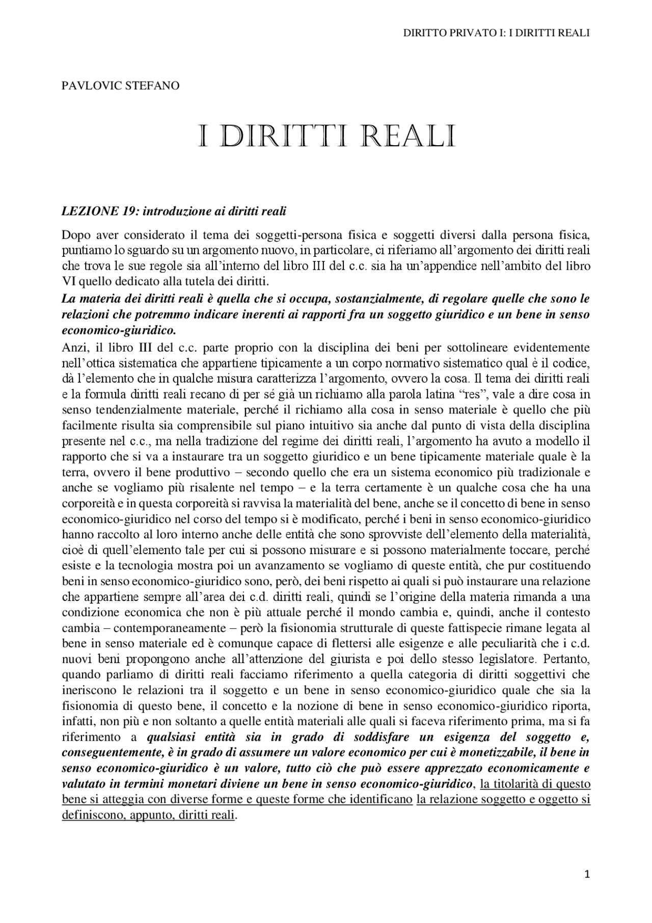 Diritto Reali Proprietà E Diritti Reali Minori Docsity